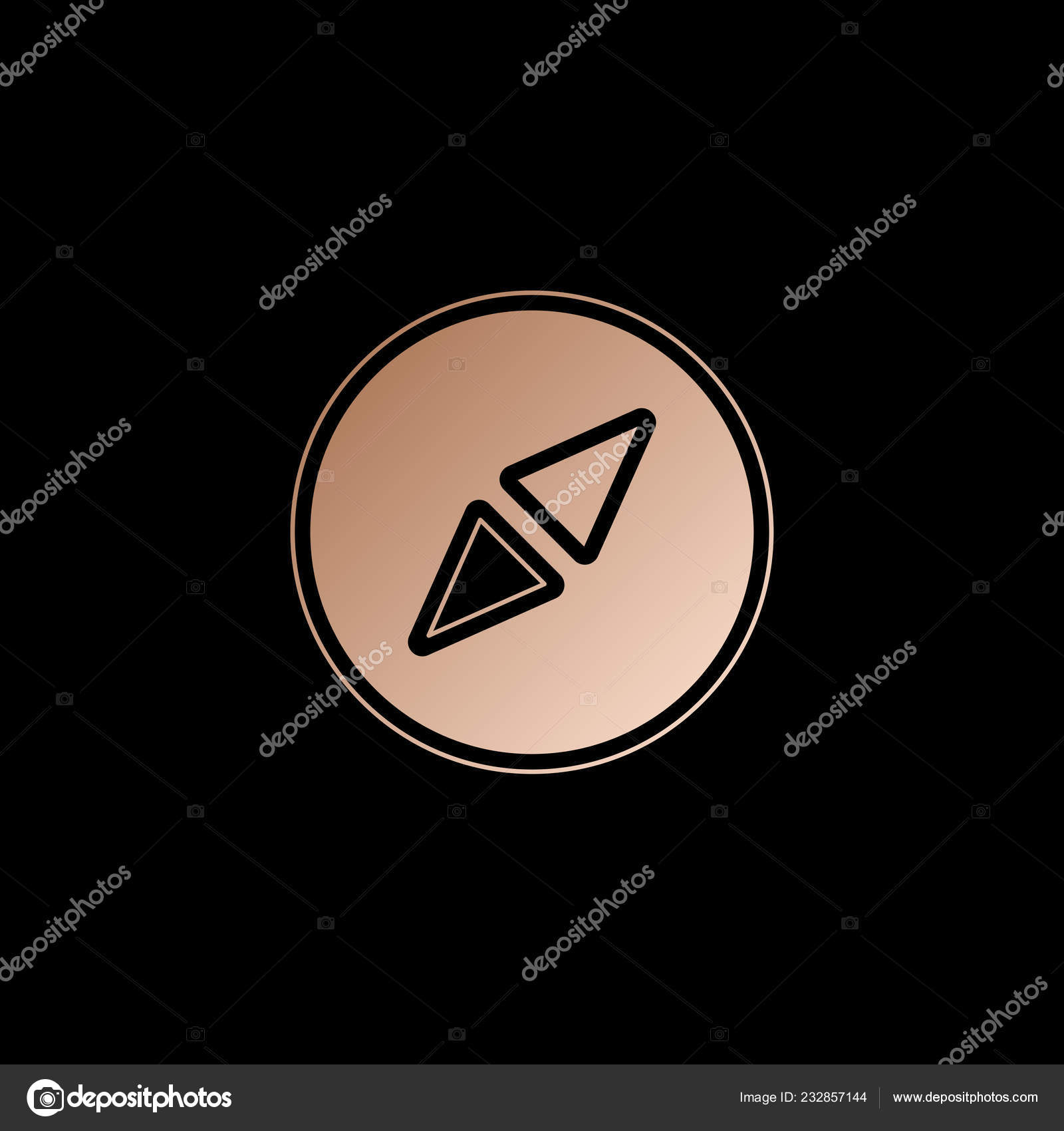 Simple Compass Icon Red Gold Style Black Background Stock Vector Image ...