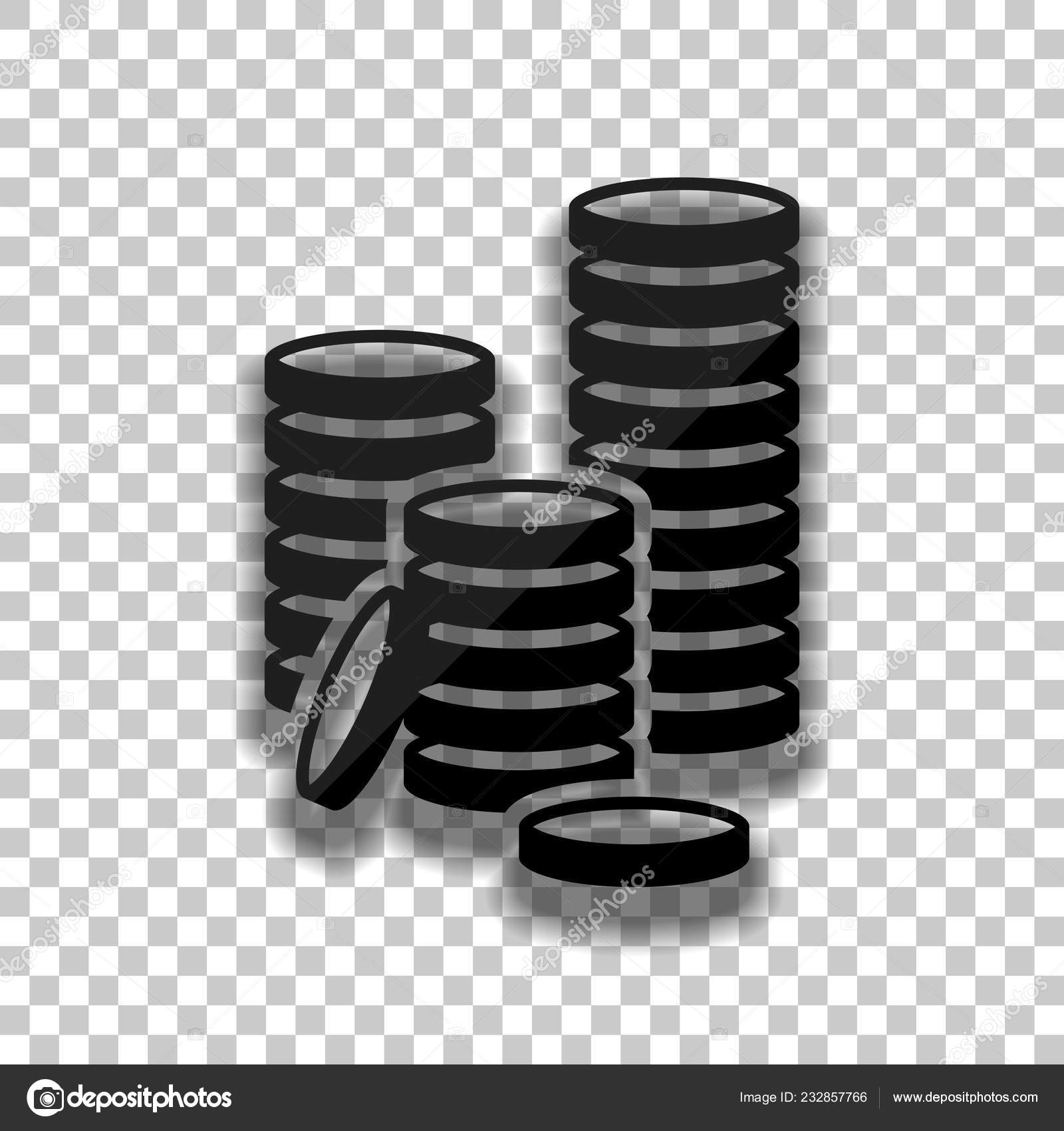Coin Stack Icon Black Glass Icon Soft Shadow Transparent Background ...