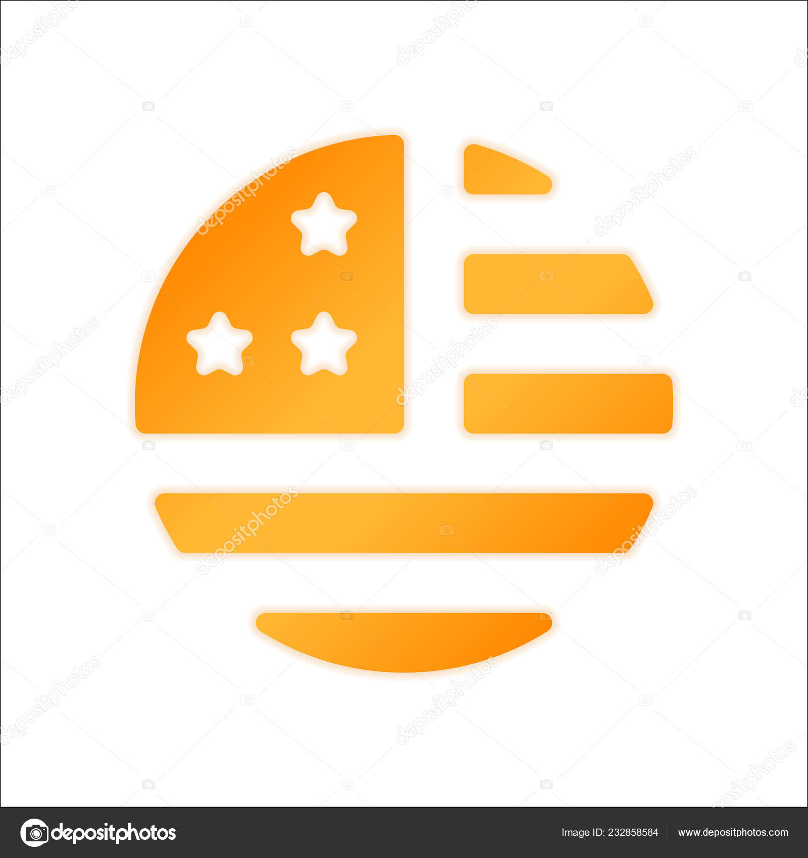 Simple Usa Flag Icon Shape Orange Sign Low Light White Stock Vector ...