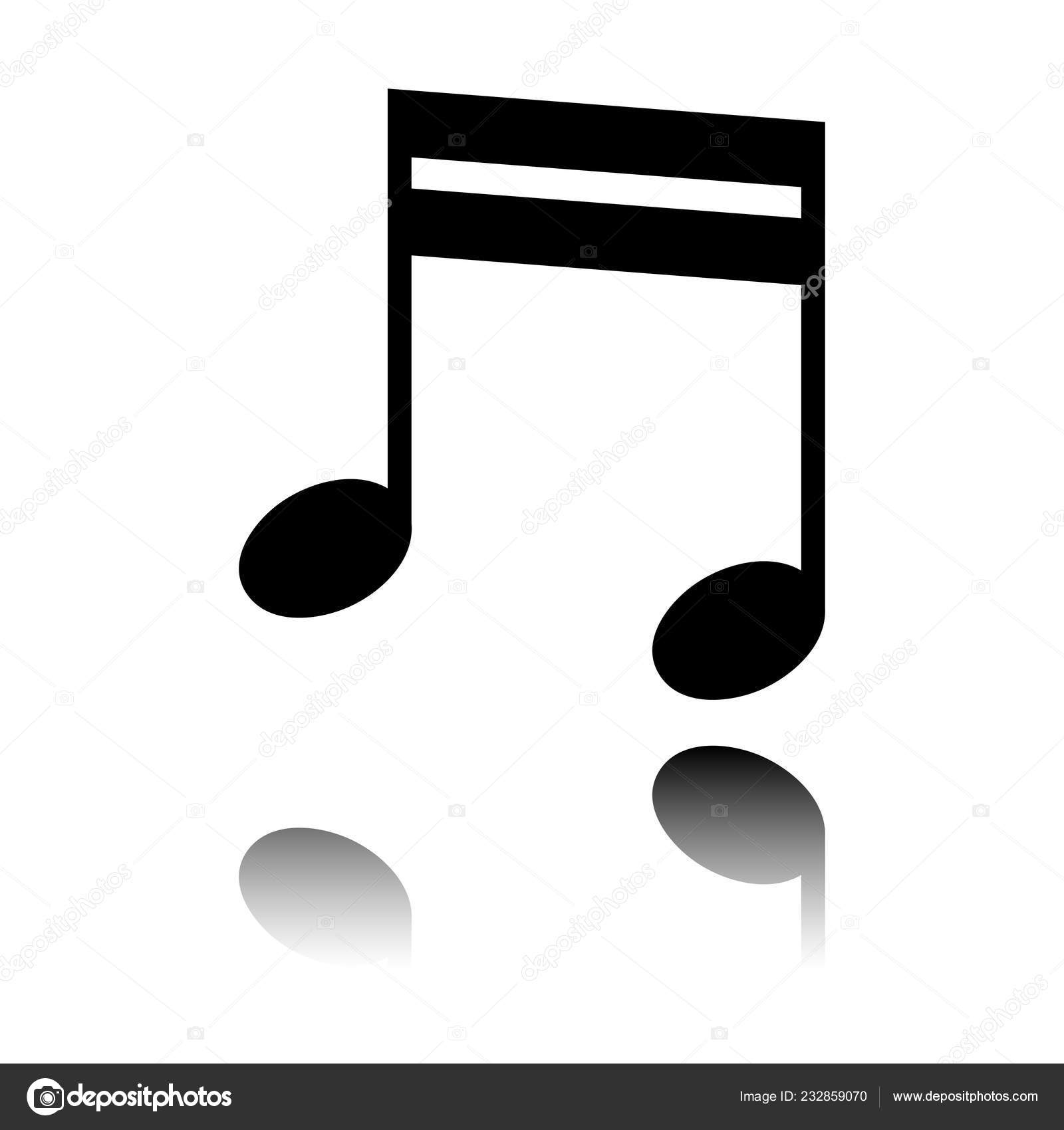 Music Note Icon Black Icon Mirror Reflection White Background Stock ...