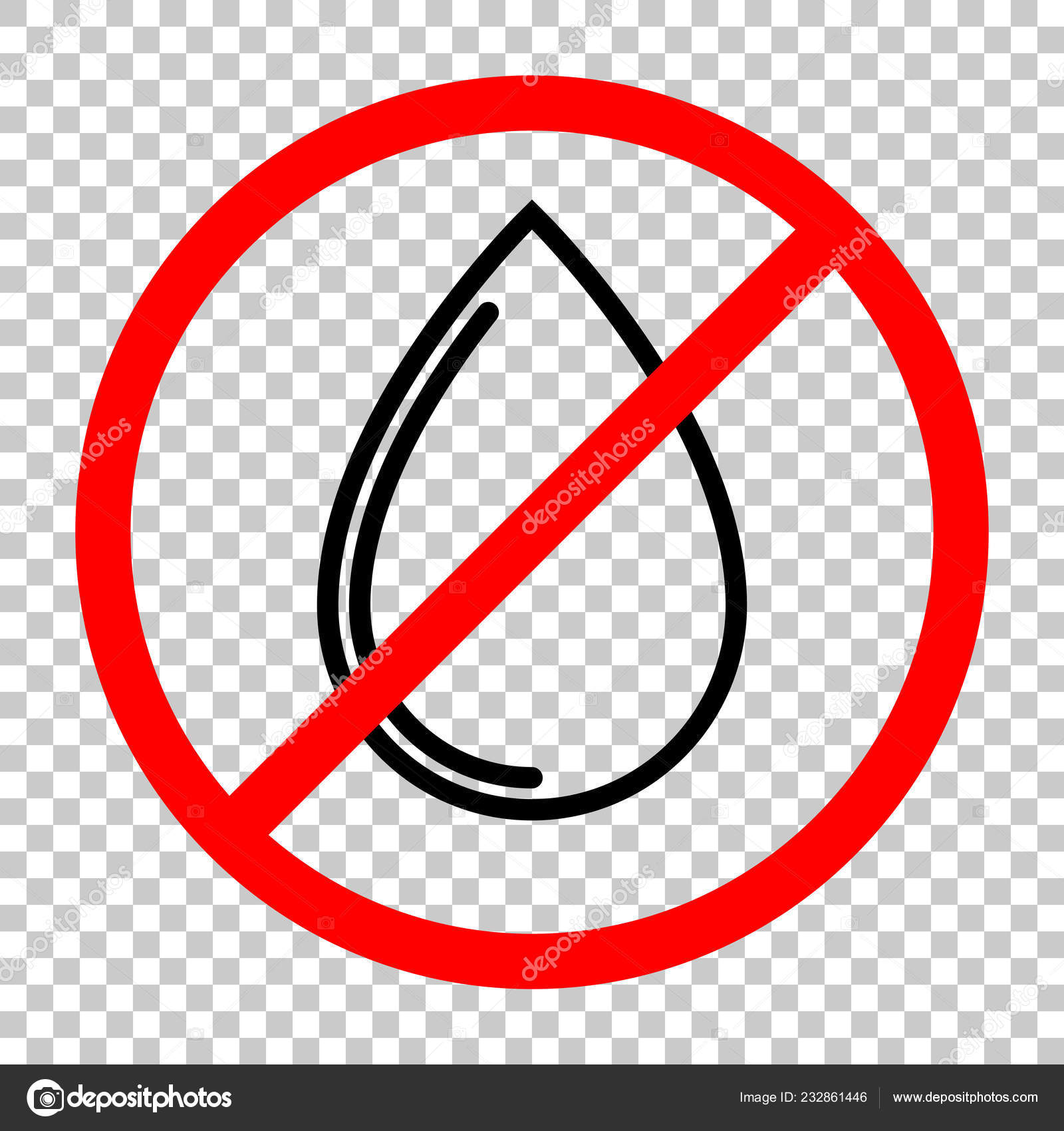 Water Drop Icon Allowed Black Object Red Warning Sign Transparent Stock ...