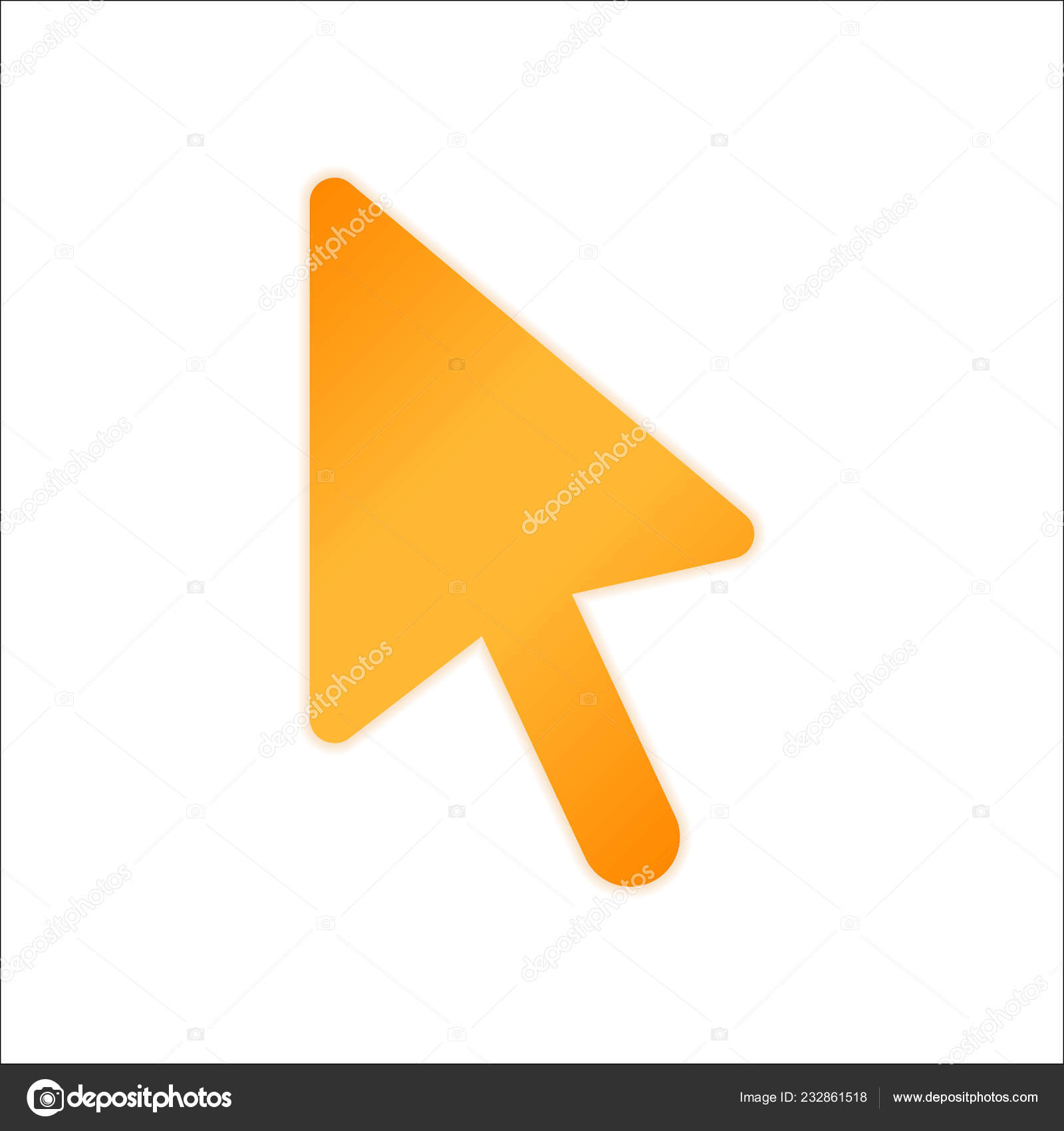 Computer Mouse Arrow Icon Orange Sign Low Light White Background Stock ...