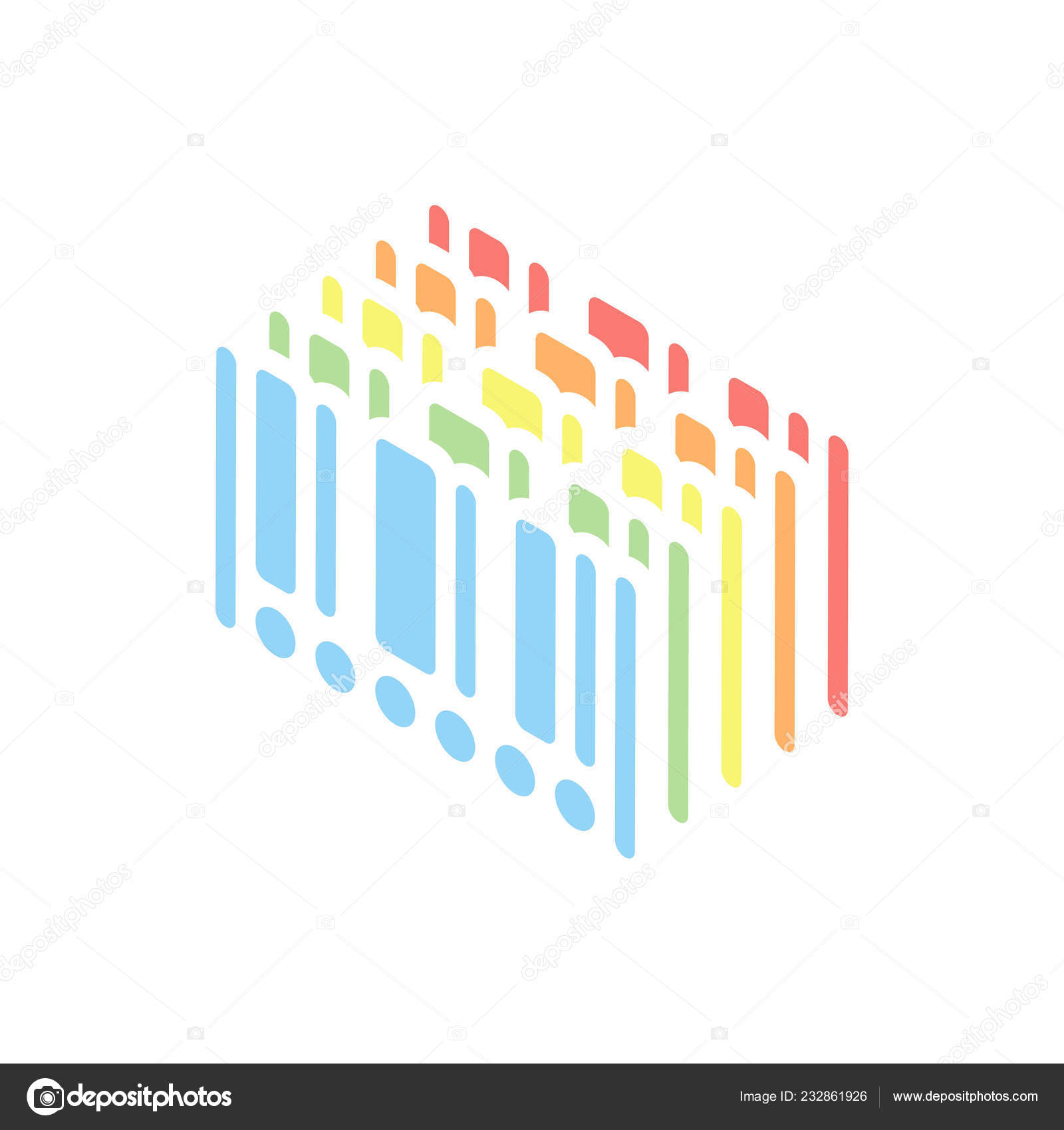 Barcode Icon Circles Instead Numbers Stack Colorful Isometric Icons ...