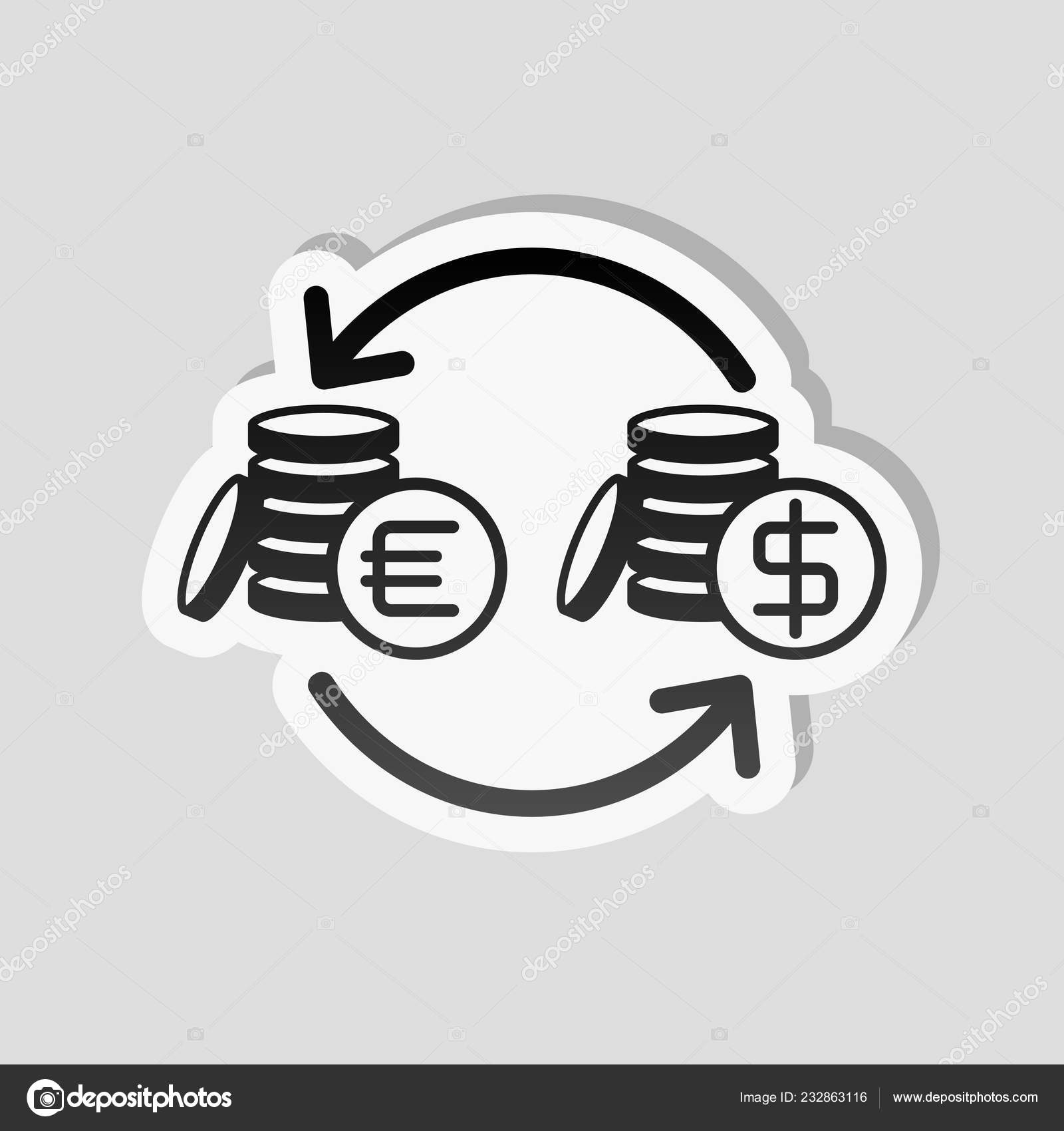 Change Money Icon Sticker Style White Border Simple Shadow Gray Stock ...