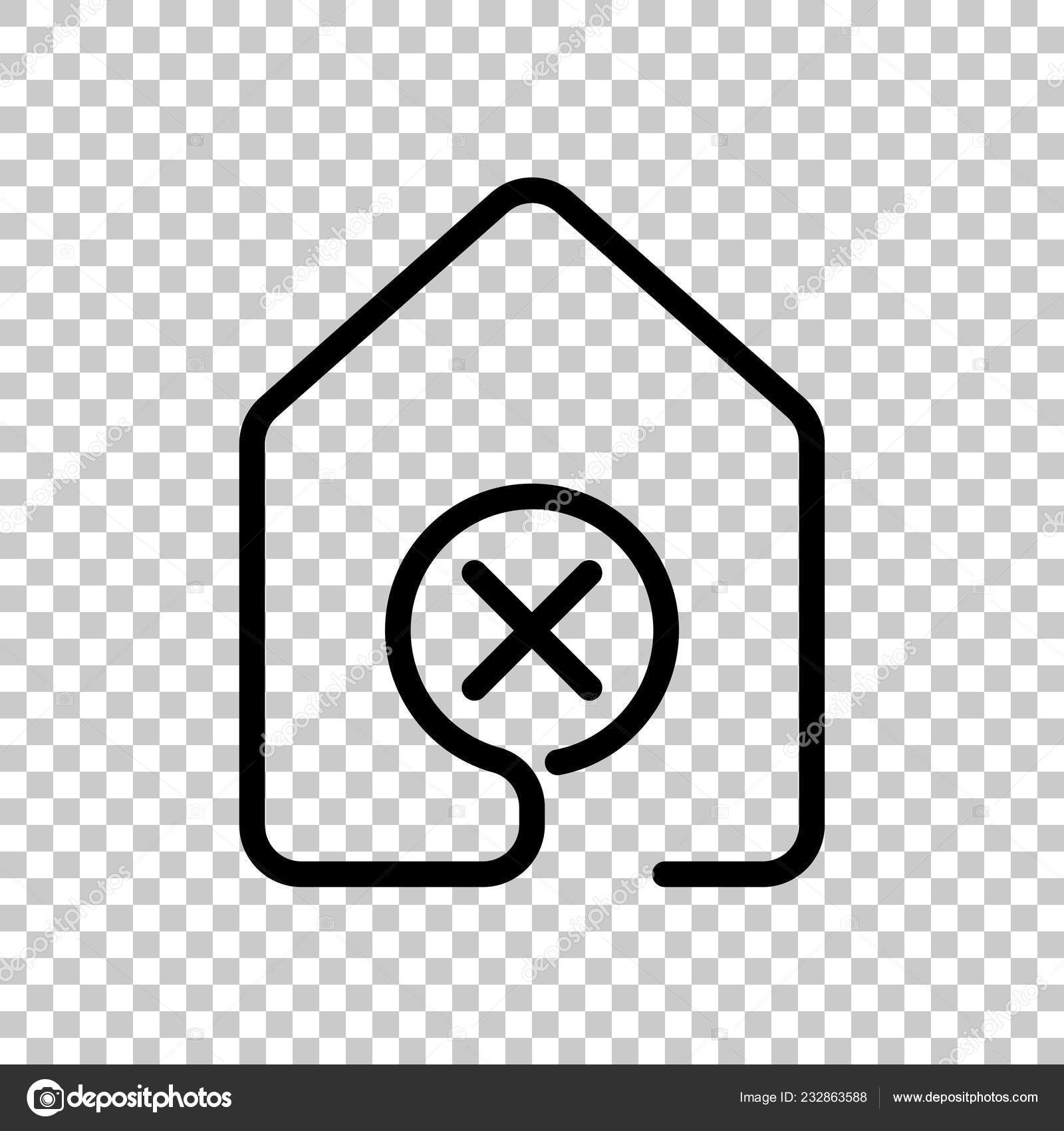 House Wrong Mark Icon Line Style Black Symbol Transparent Background ...