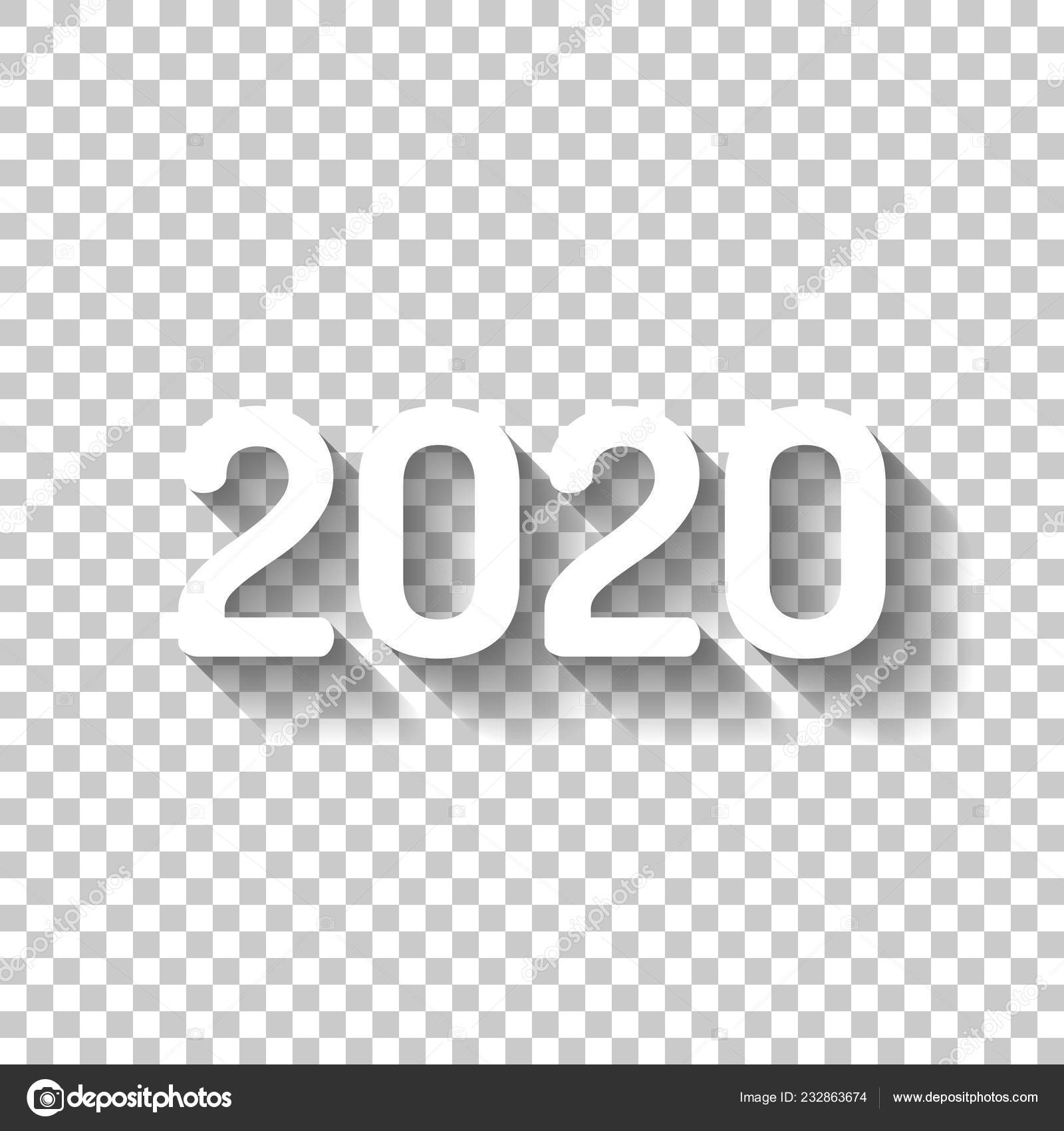 Icono Número 2020 Feliz Año Nuevo Icono Blanco Con Sombra Vector de ...