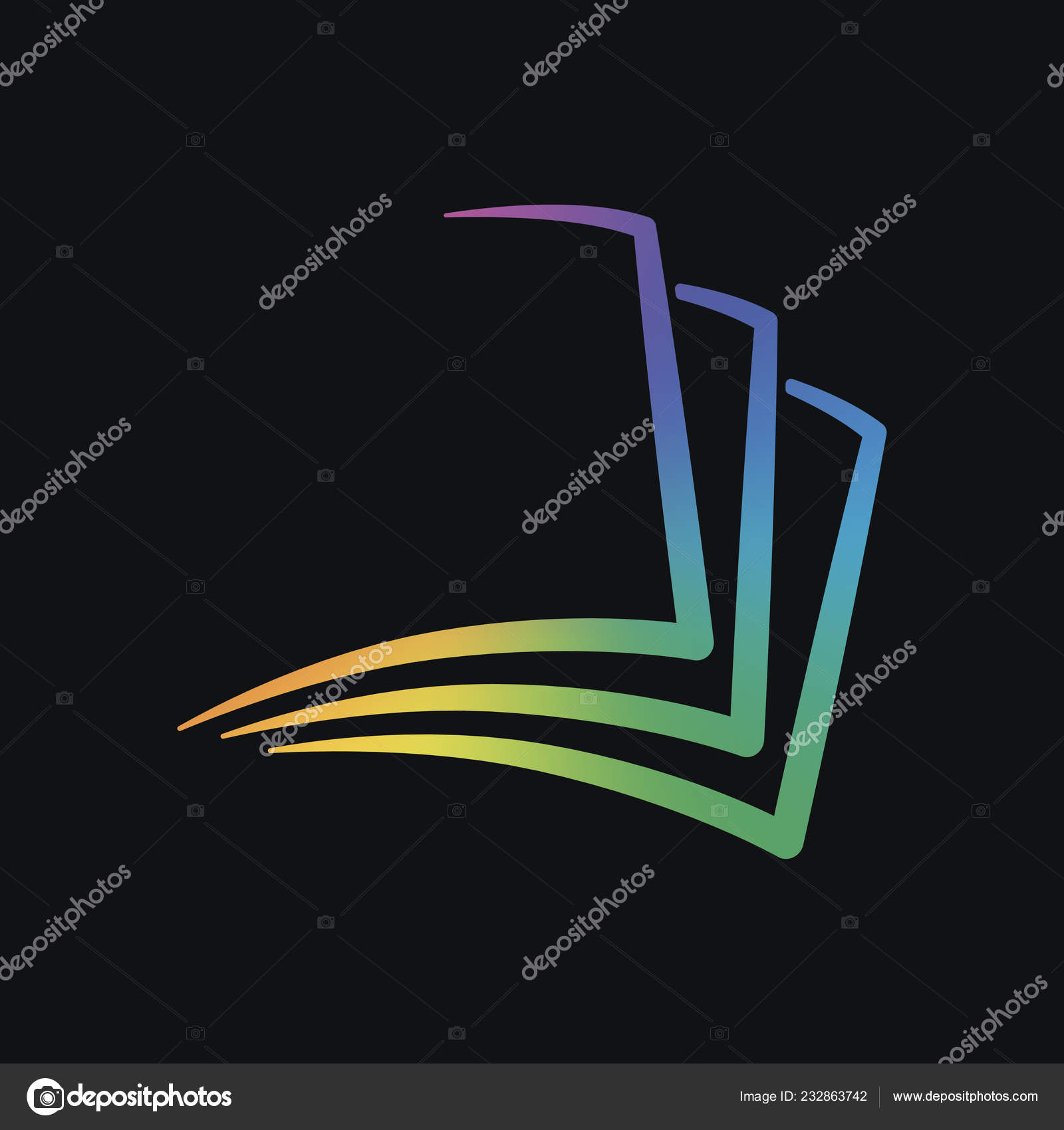 Sheet Book Paper Rainbow Color Dark Background Stock Vector Image by ...