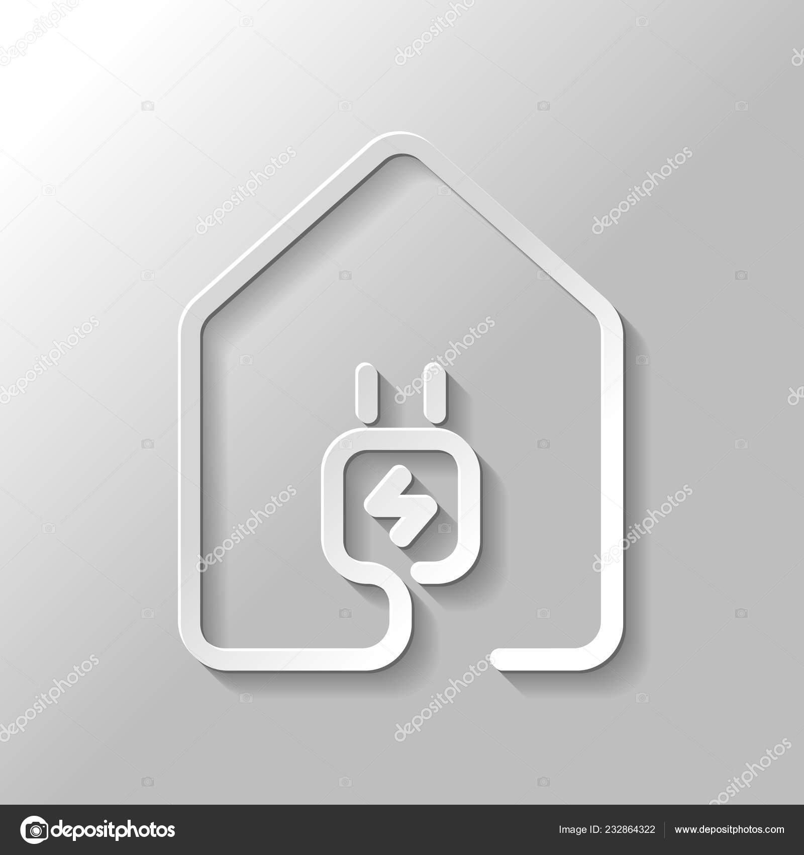 House Electric Power Plug Icon Line Style Set Paper Style Stock Vector ...