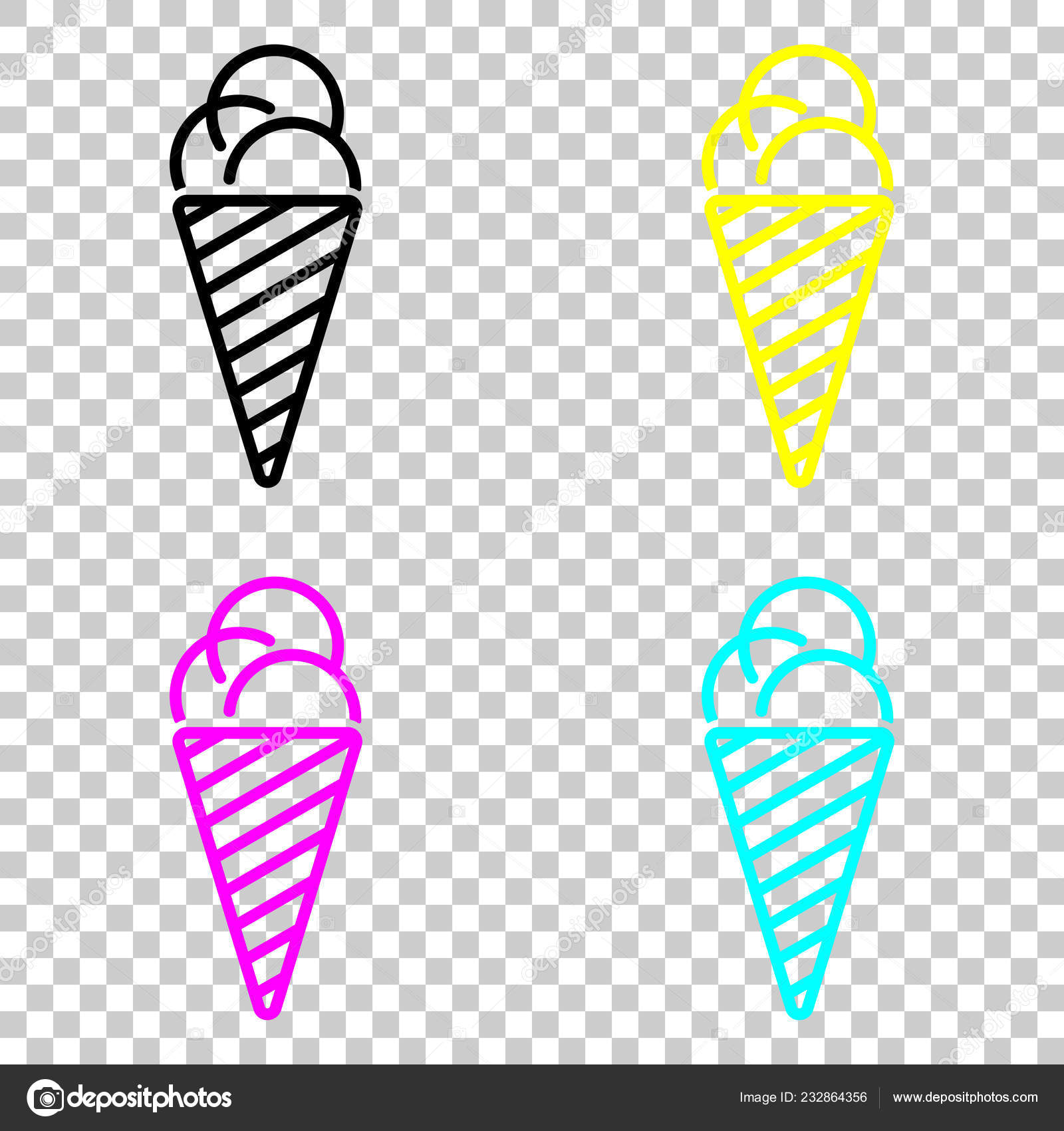 Ice Cream Icon Colored Set Cmyk Icons Transparent Background Stock ...