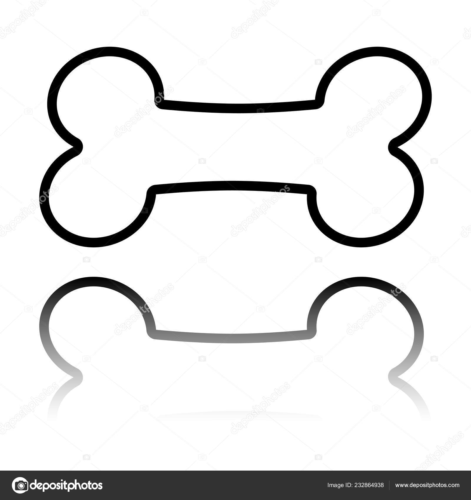 Dog Bone Icon Black Icon Mirror Reflection White Background Stock ...