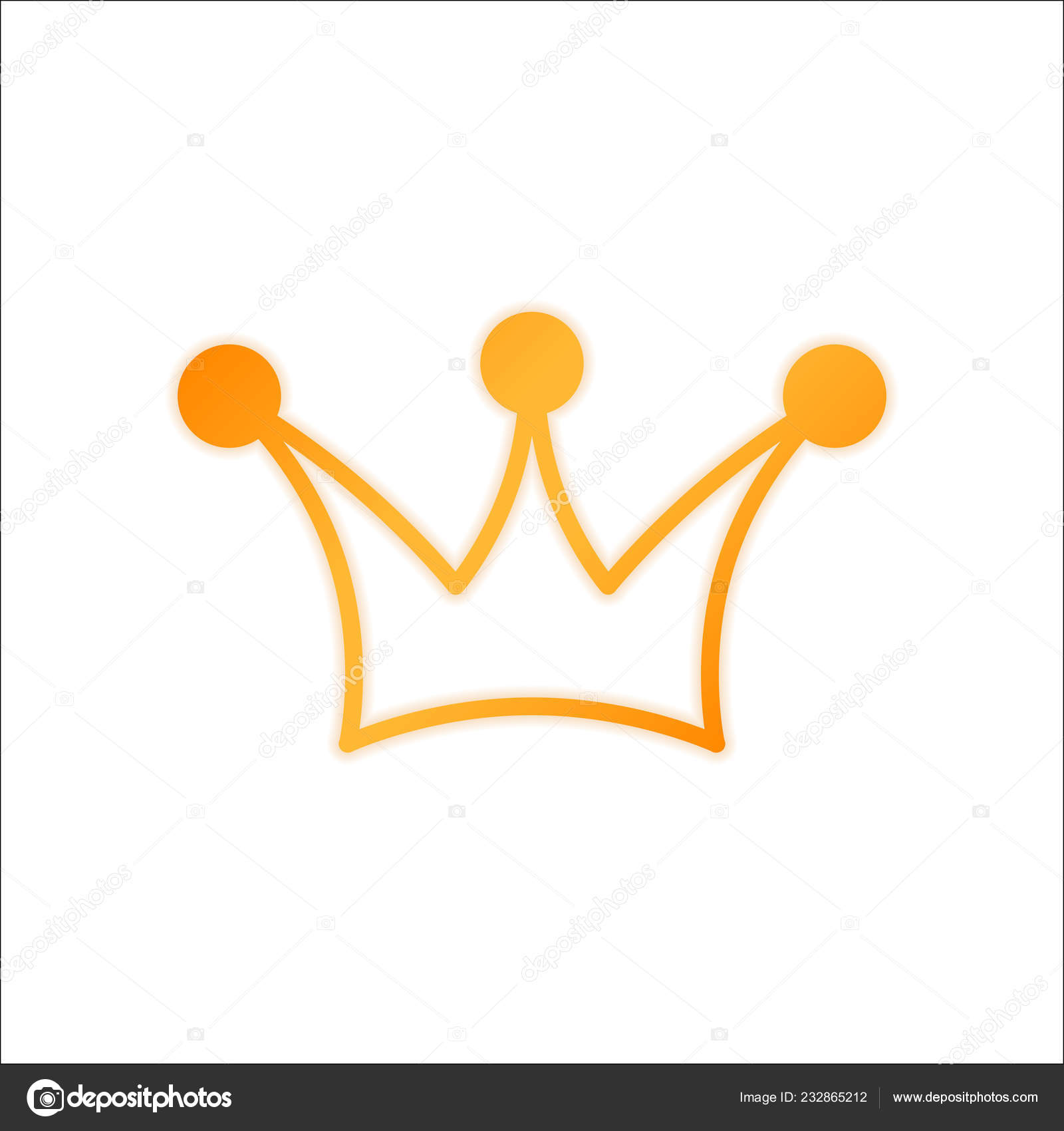 Crown Icon Orange Sign Low Light White Background Stock Vector Image by ...