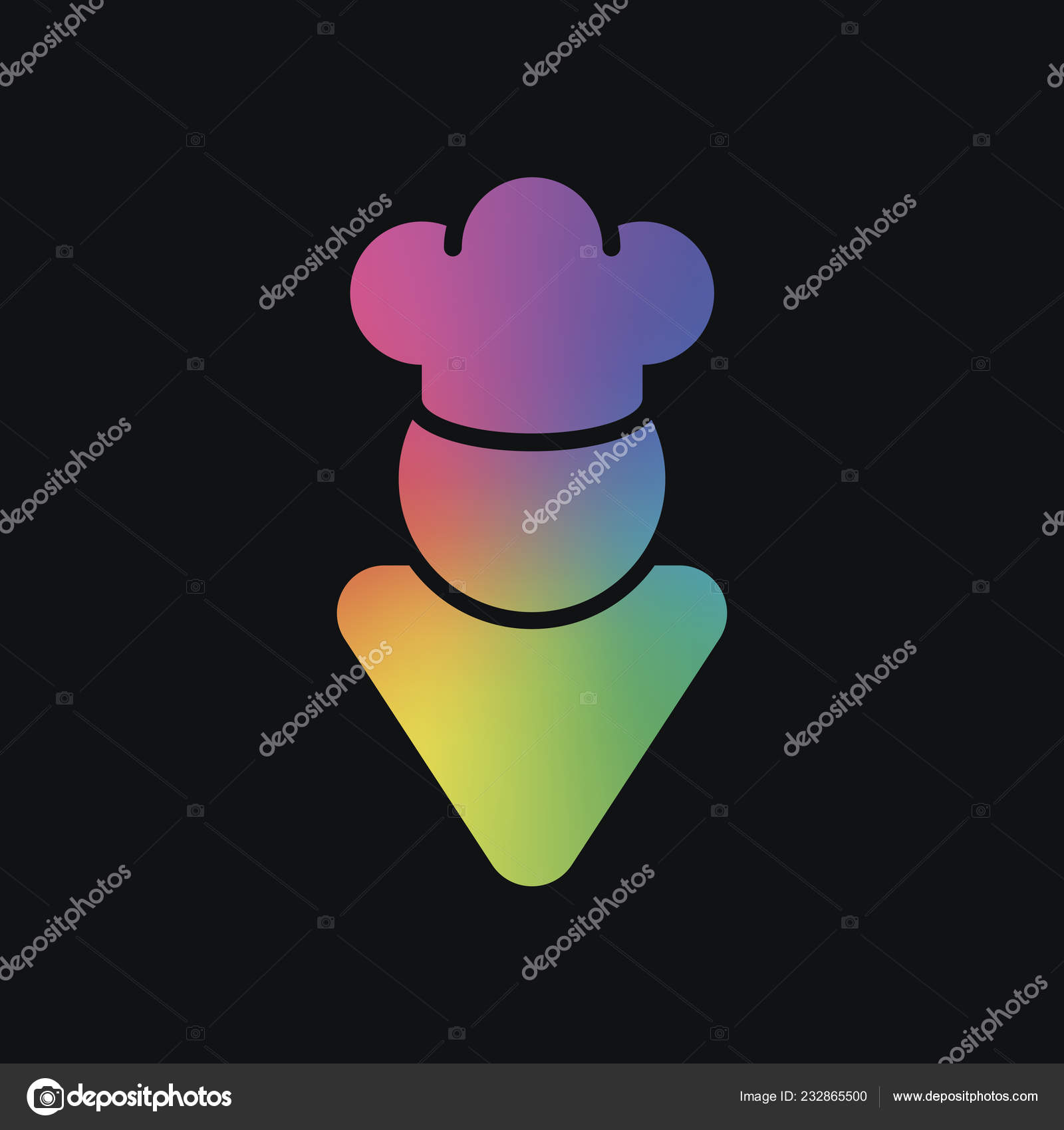 Chef Kitchen Hat Kitchen Logo Simple Icon Rainbow Color Dark Stock ...