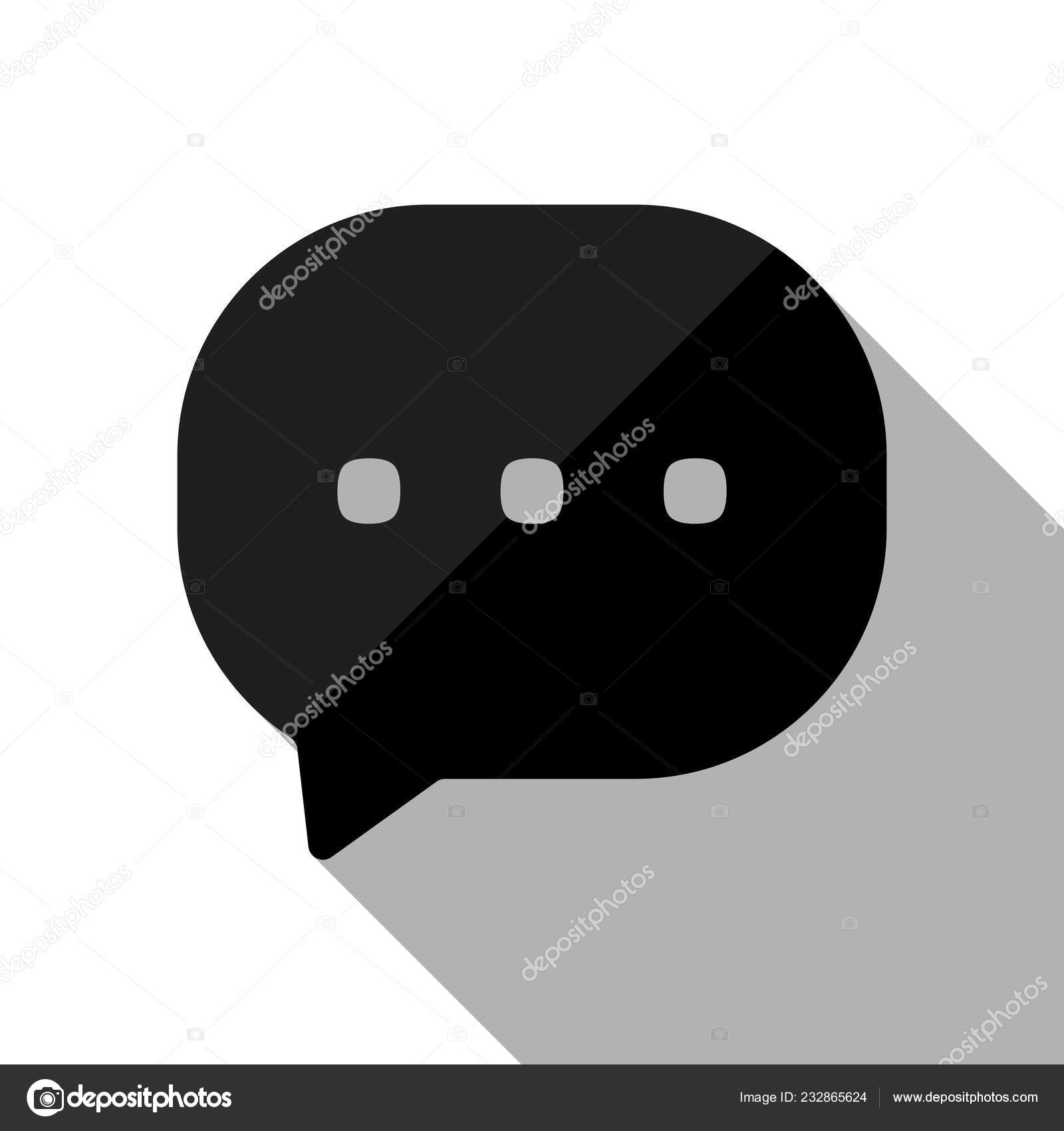 Chat Icon Black Object Long Shadow White Background Stock Vector Image ...