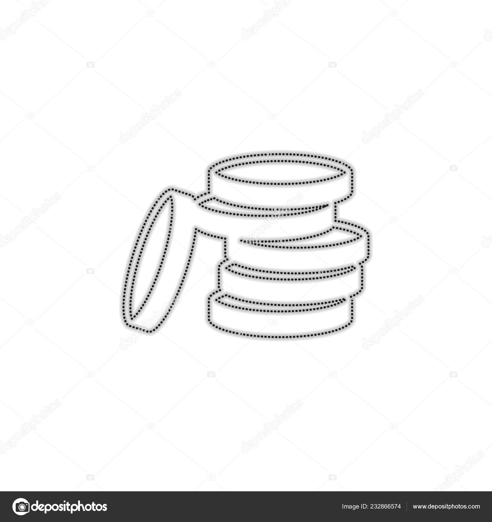 Coin Stack Icon Dotted Outline Silhouette Shadow White Background Stock ...