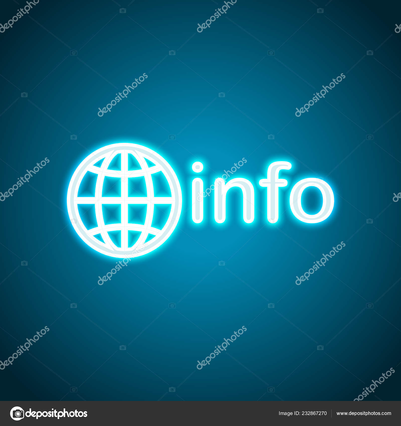 Domain Information Resources Globe Info Neon Style Light Decoration ...