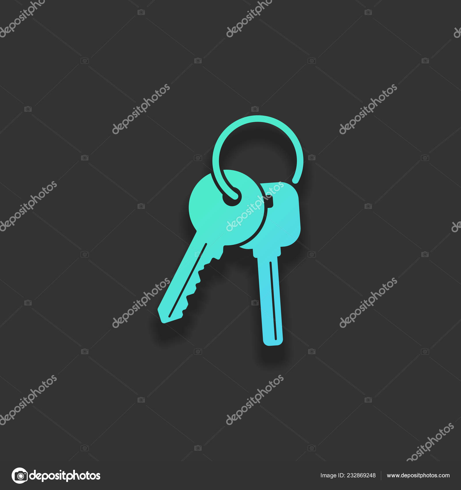 Keys Ring Icon Colorful Logo Concept Soft Shadow Dark Background Stock ...