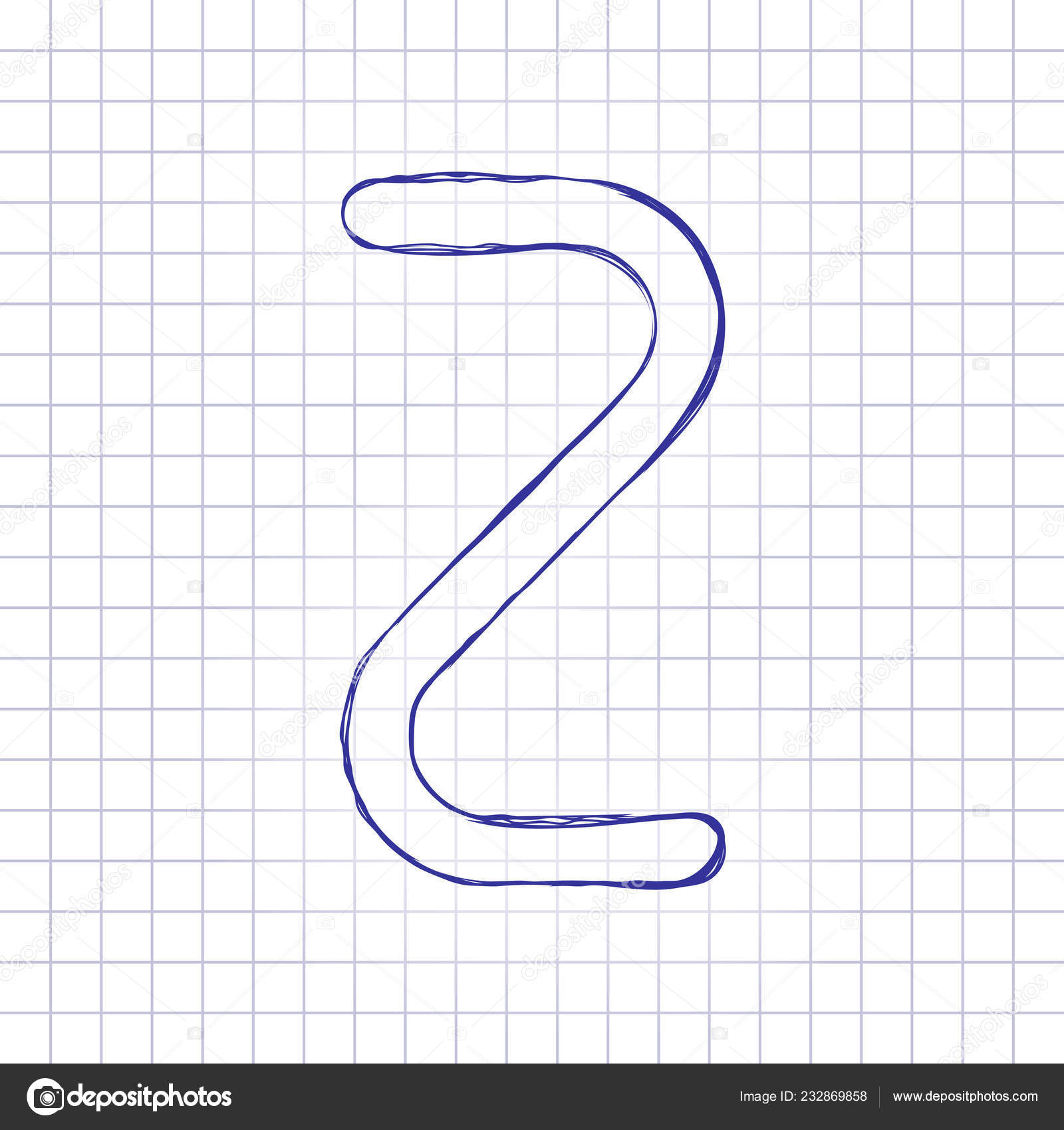 Number Two Numeral Simple Letter Hand Drawn Picture Paper Sheet Stock ...