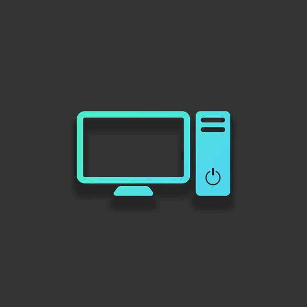 Personal Computer System Unit Monitor White Flat Icon Long Shadow Stock ...