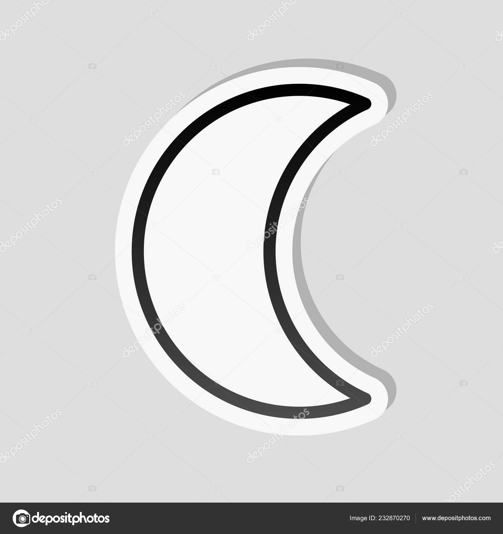 Simple Moon Weather Symbol Linear Icon Thin Outline Sticker Style Stock ...