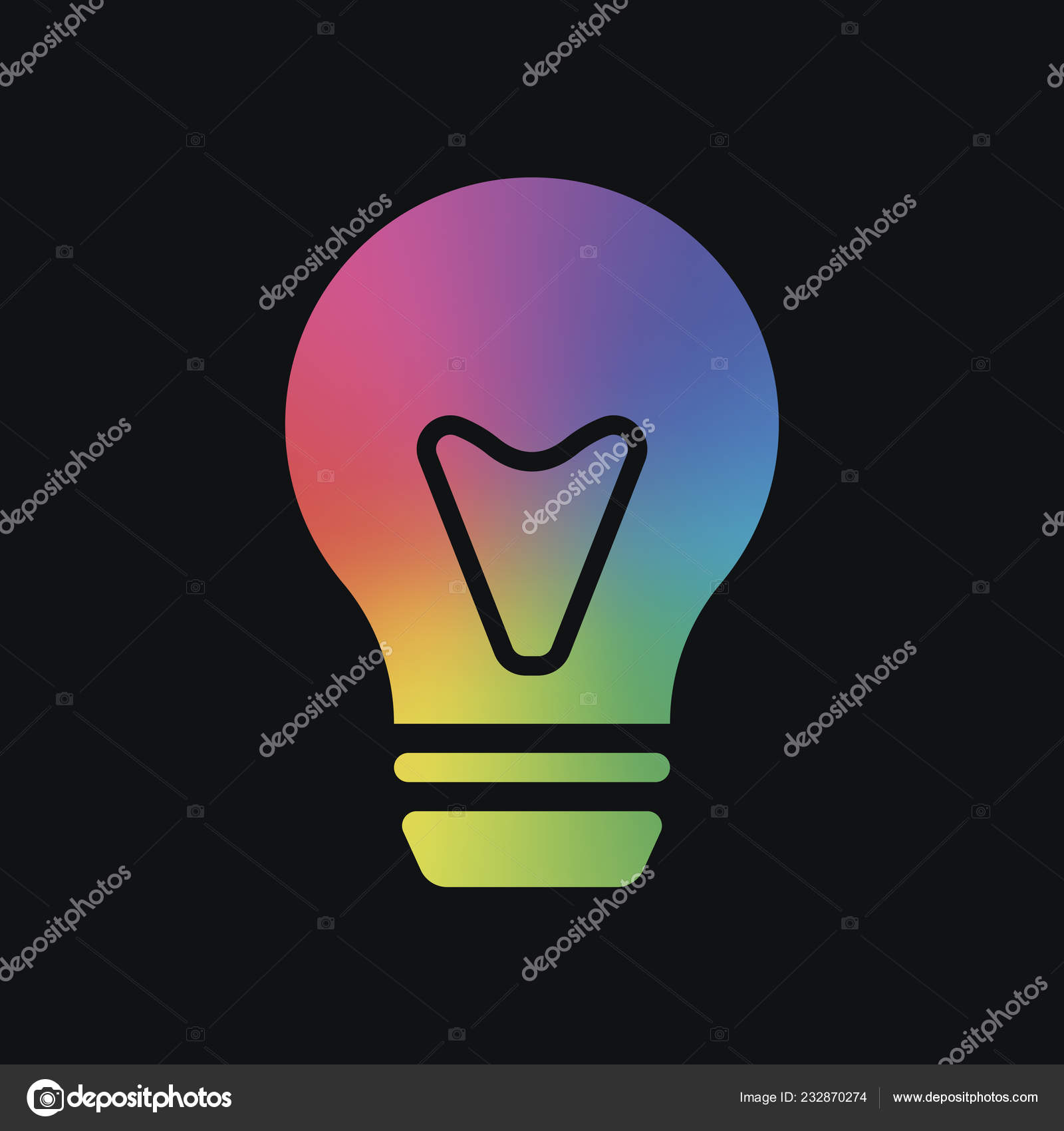 Bulb Simple Icon Rainbow Color Dark Background Stock Vector Image by ...