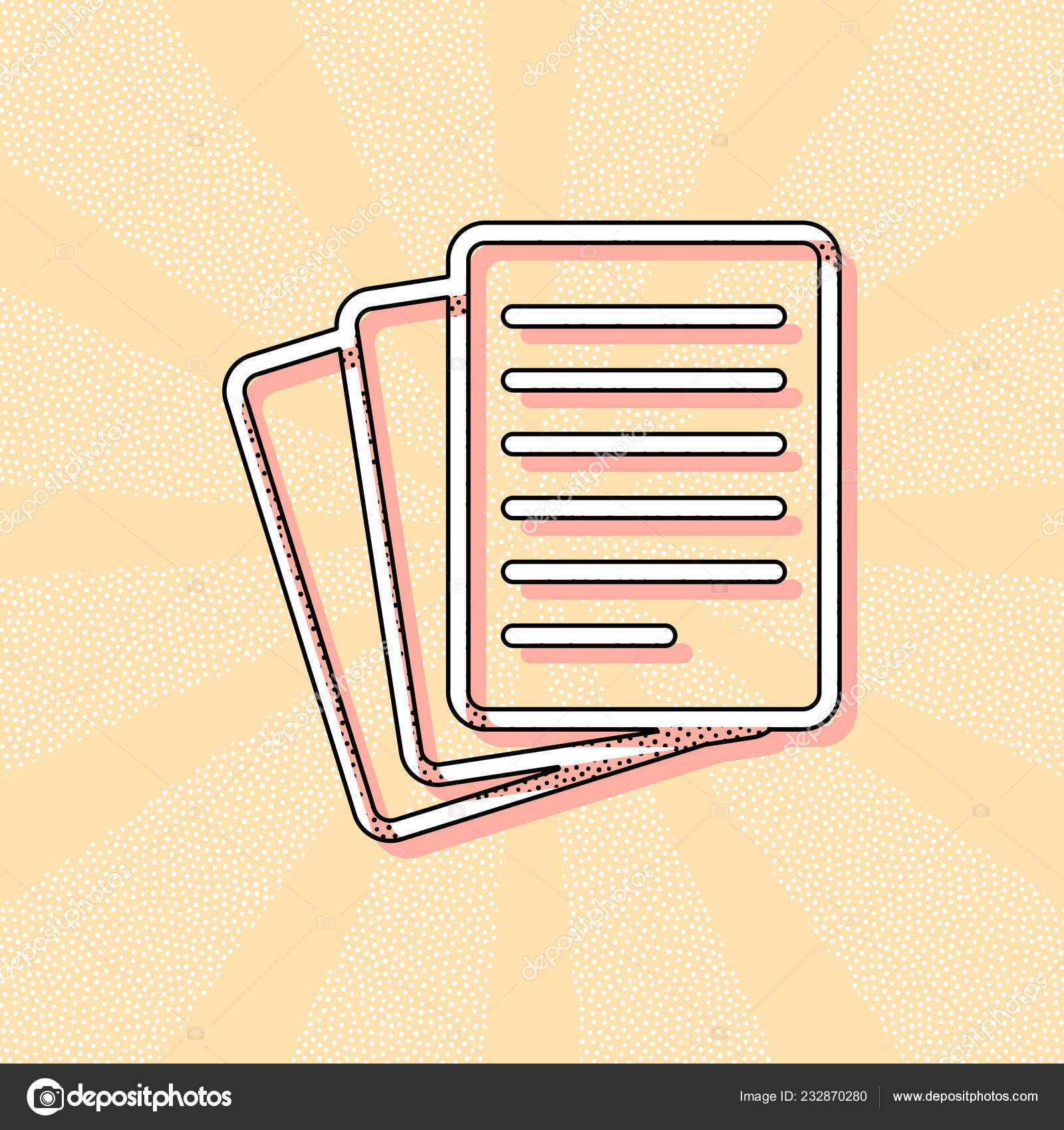 Stack Paper Icon Vintage Retro Typography Offset Printing Effect Dots ...