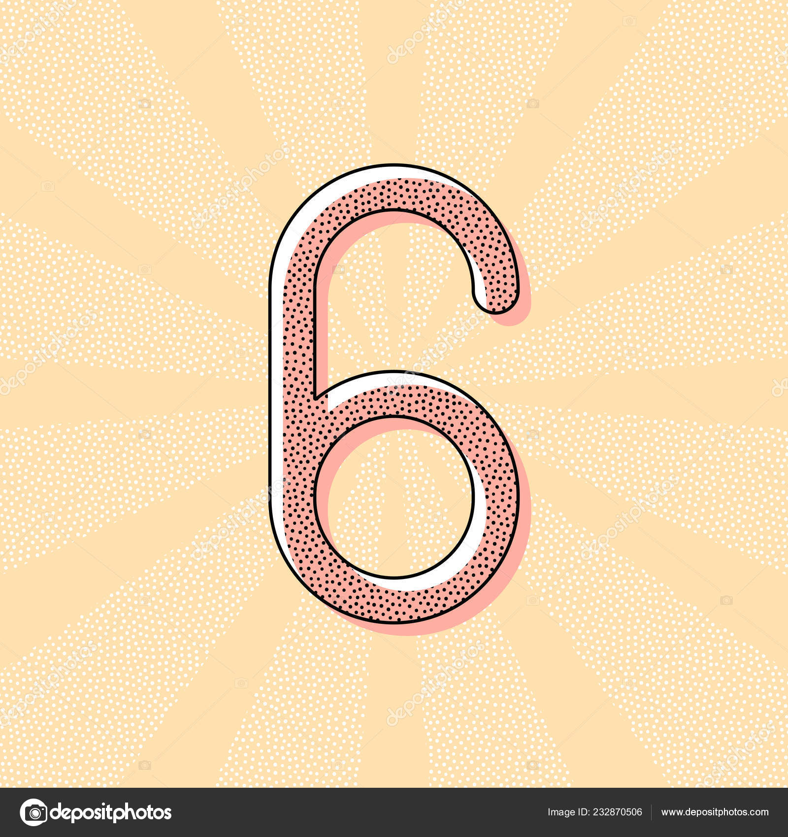 Number Six Numeral Simple Letter Vintage Retro Typography Offset ...