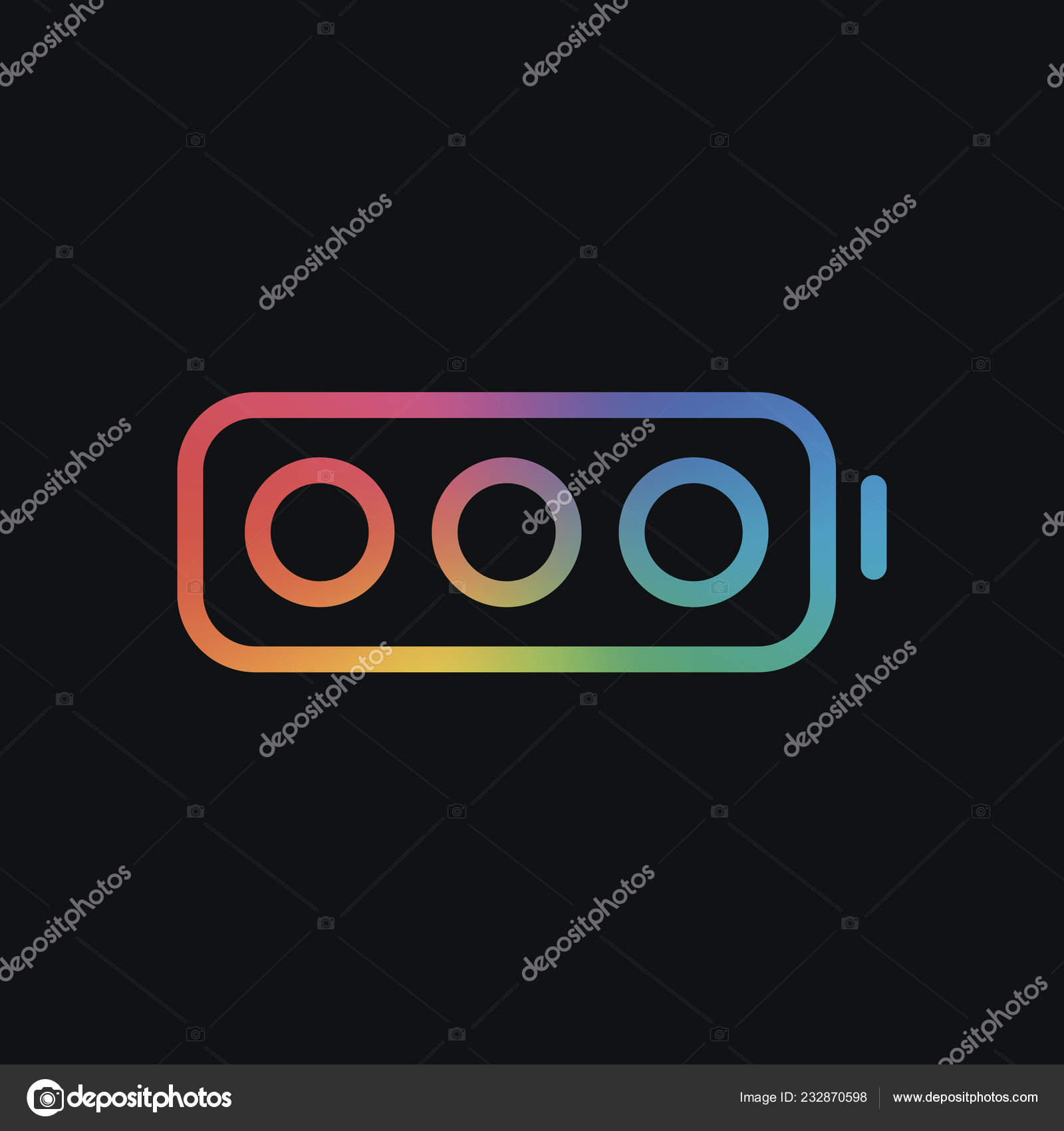 Simple Empty Battery None Level Rainbow Color Dark Background Stock ...
