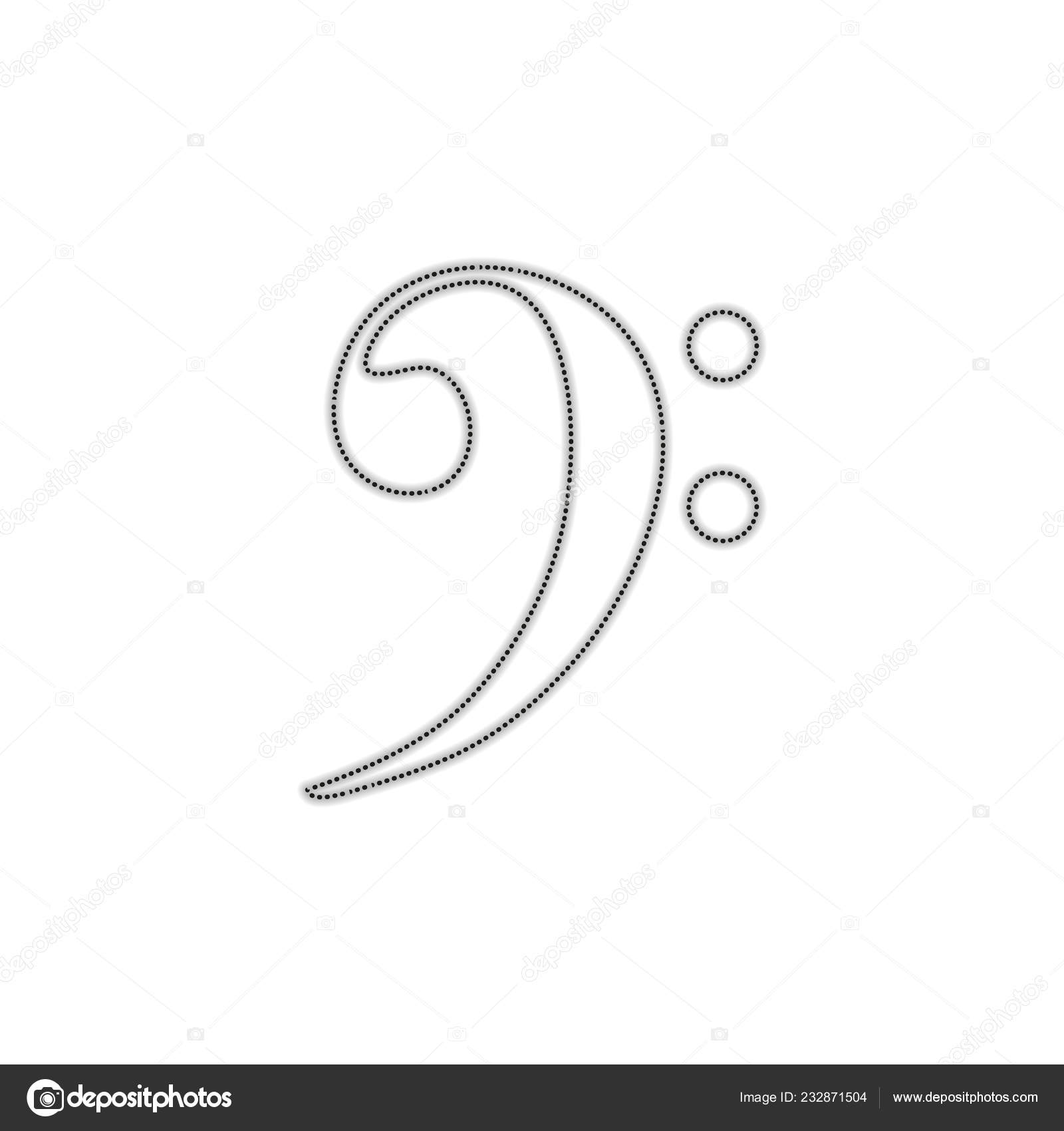 Bass Clef Silhouette Treble Bass Clef Small Tattoo Print Stock Vector