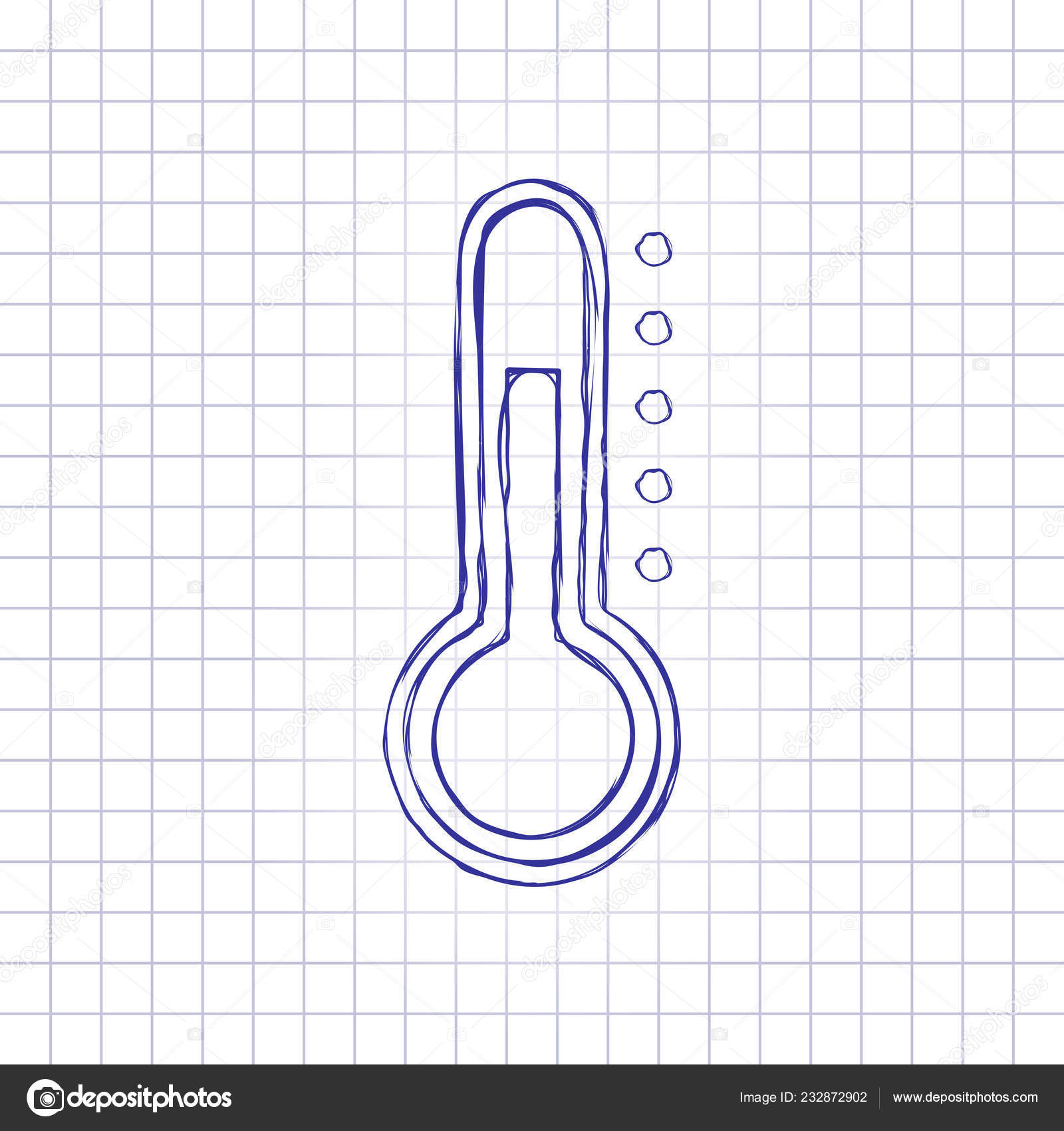 Simple Thermometer Icon Hand Drawn Picture Paper Sheet Blue Ink Stock ...