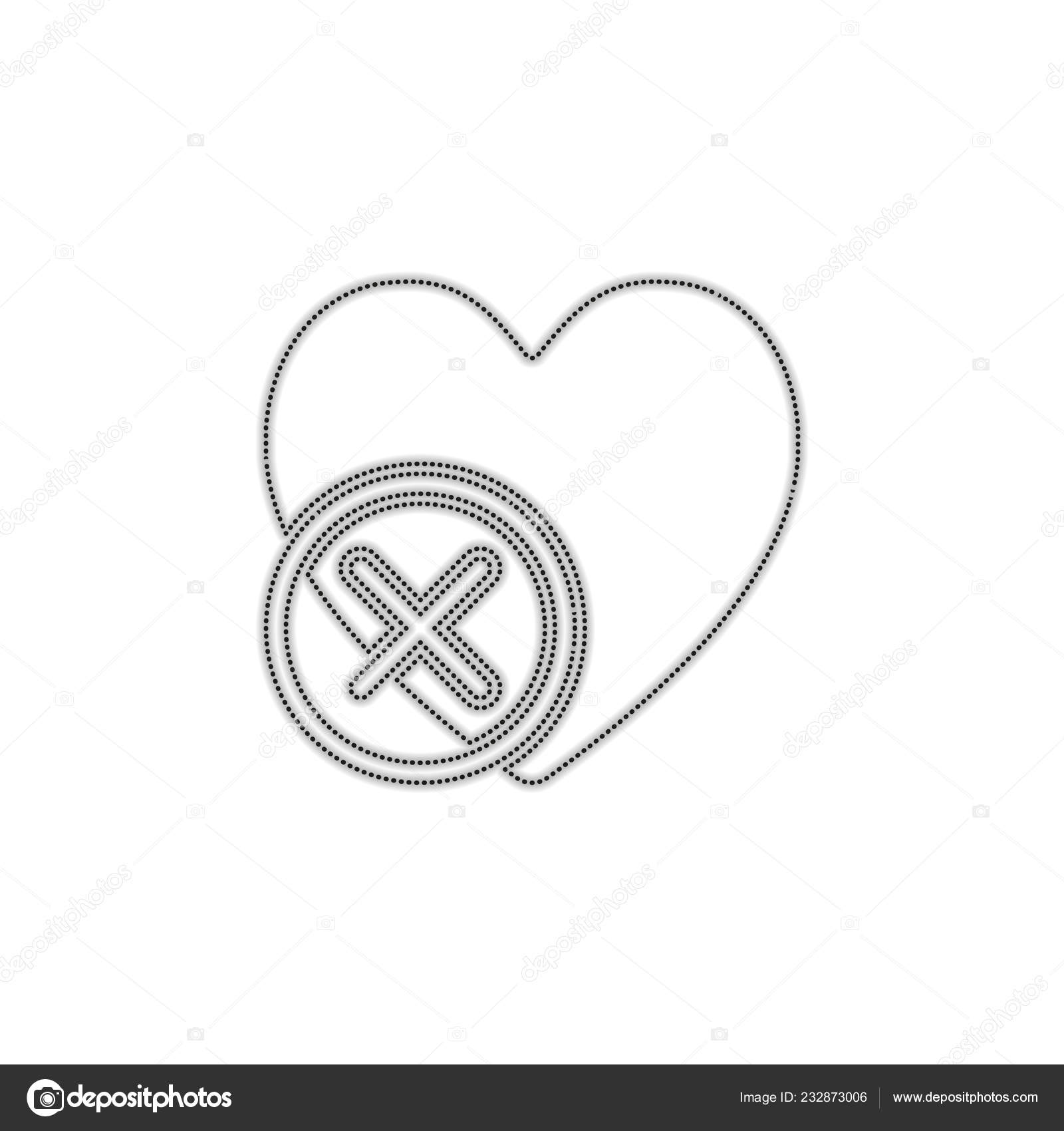 Heart Cross Simple Silhouette Dotted Outline Silhouette Shadow White ...