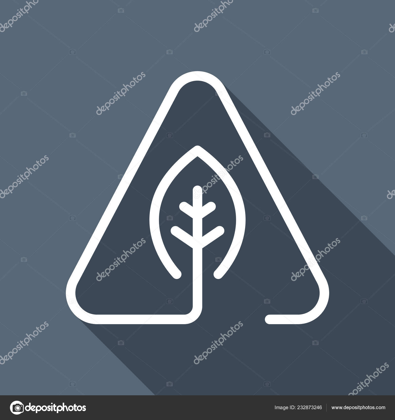 Eco Leaf Warning Triangle Problem Ecology Linear Symbol Thin Outline ...