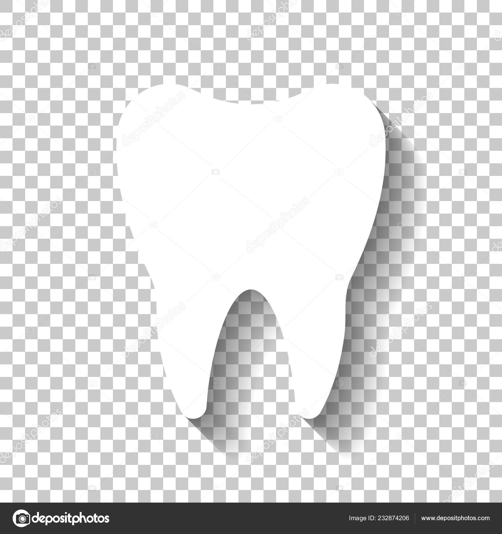 Silhouette Tooth Simple Icon White Icon Shadow Transparent Background ...