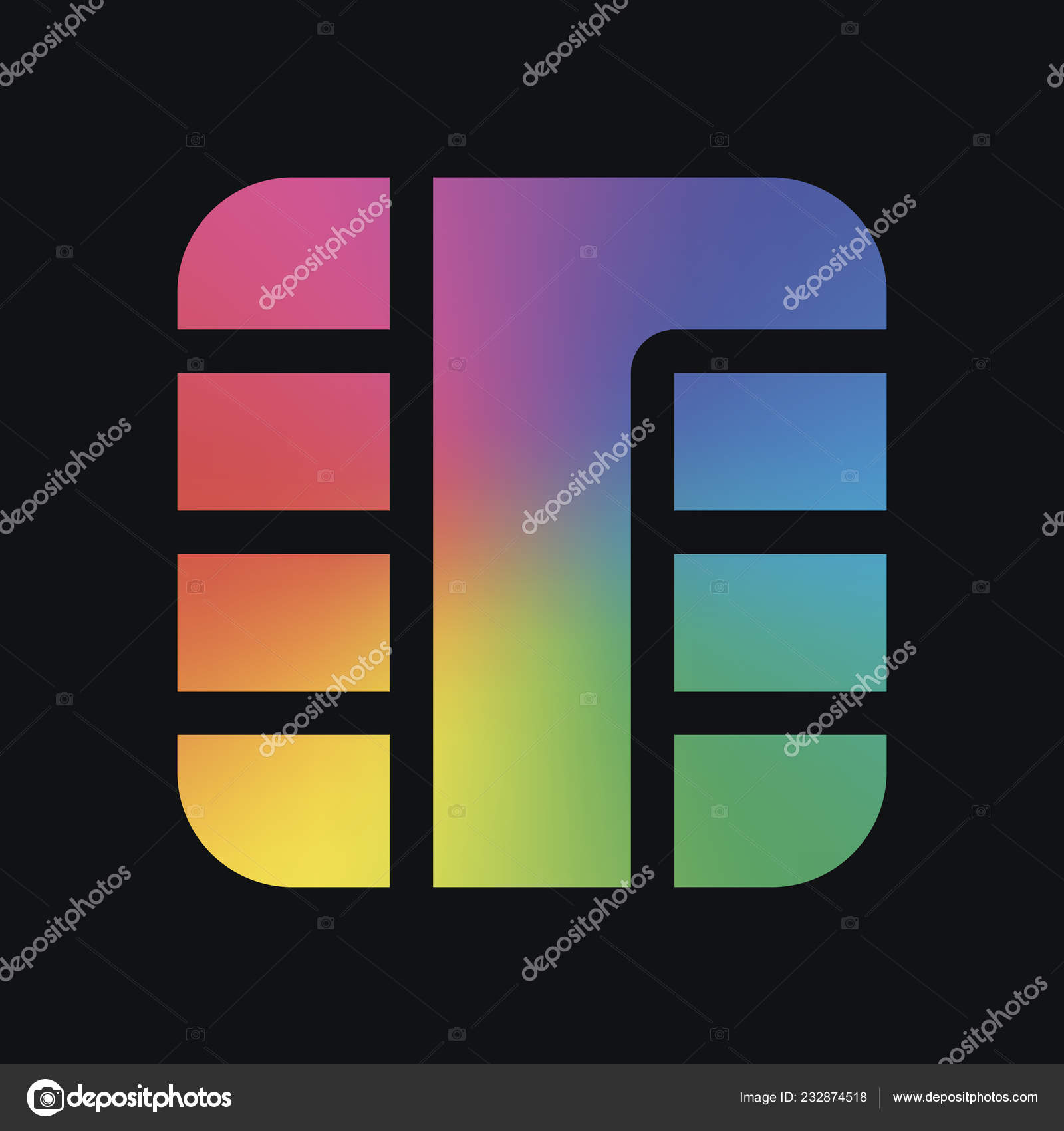 Chip Credit Card Icon Rainbow Color Dark Background Stock Vector Image ...