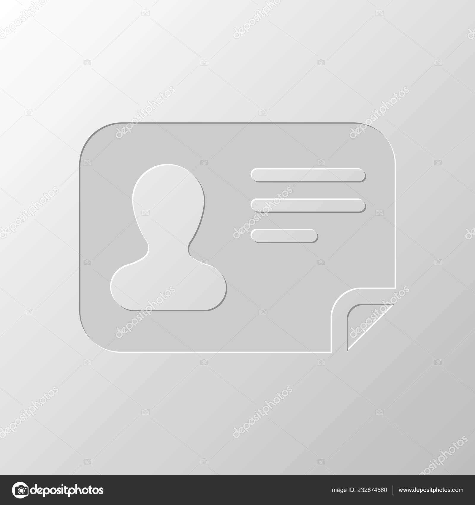 Identification Card Icon Profile Paper Design Cutted Symbol Pitted ...