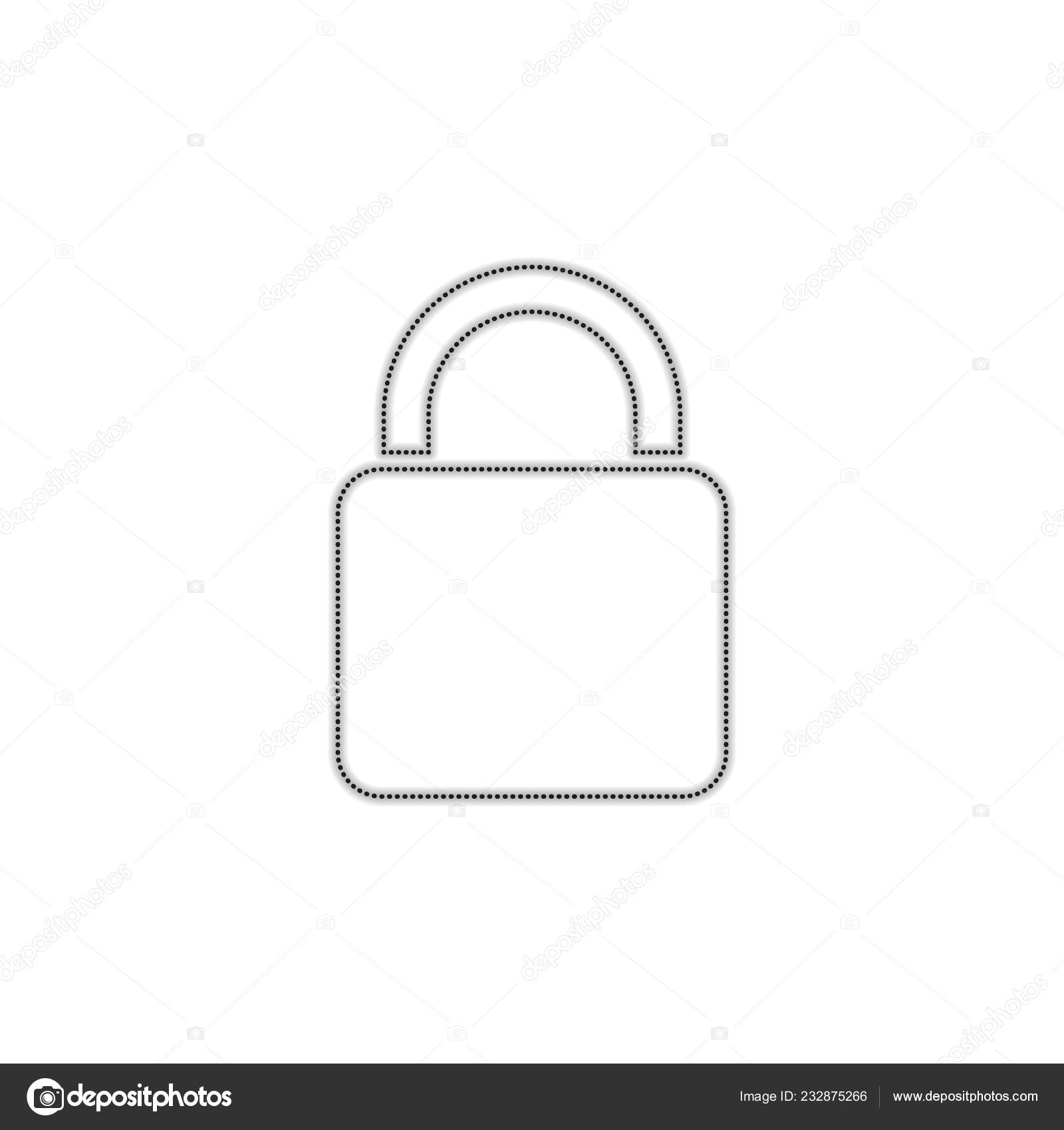 Lock Icon Dotted Outline Silhouette Shadow White Background Stock ...