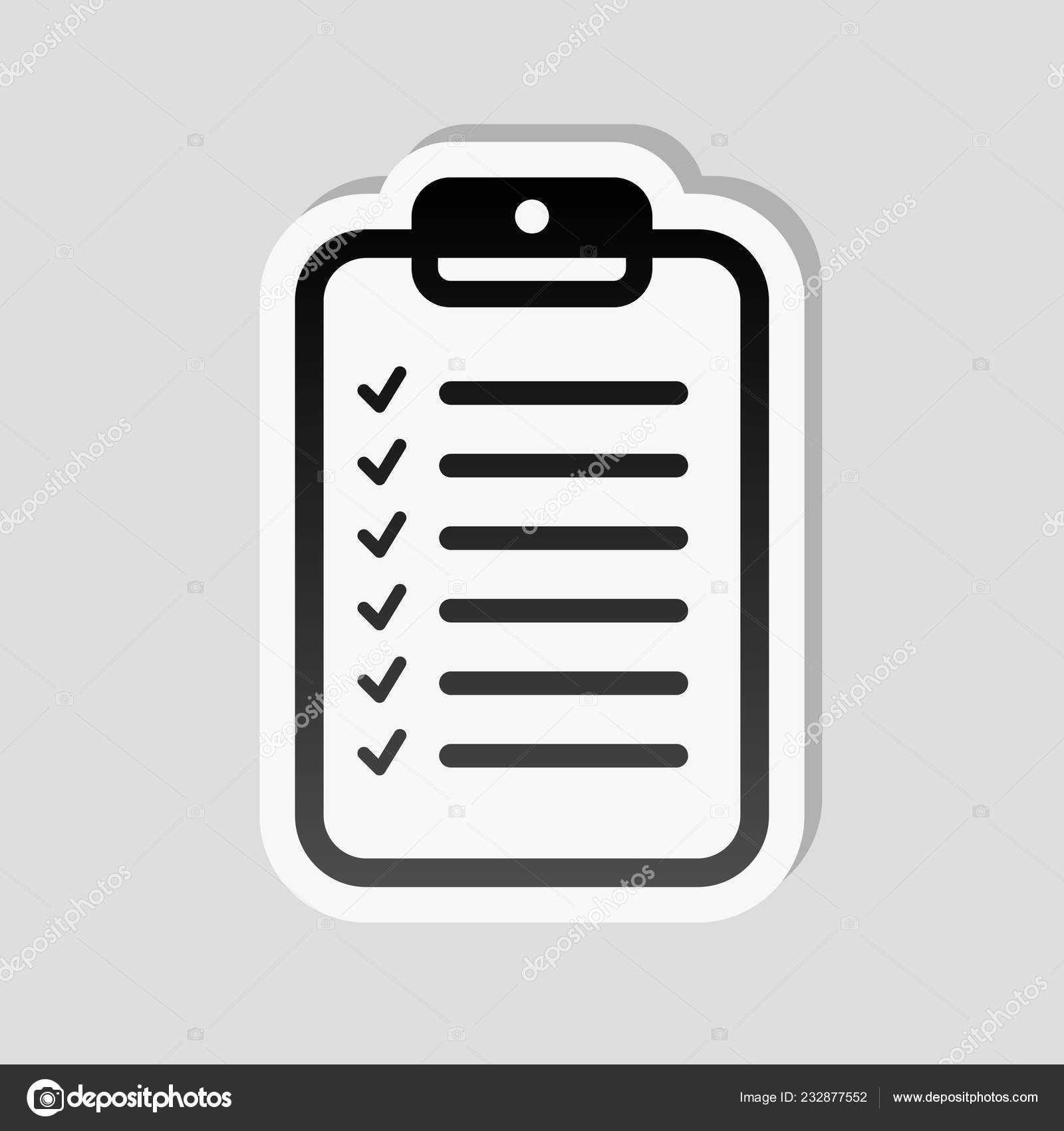 Tablet Paper Checklist Check Marks Linear Thin Outline Sticker Style ...