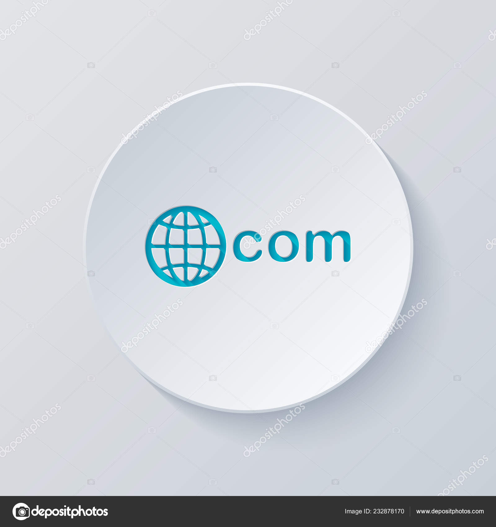 One Main Domains Globe Com Cut Circle Gray Blue Layers Stock Vector ...