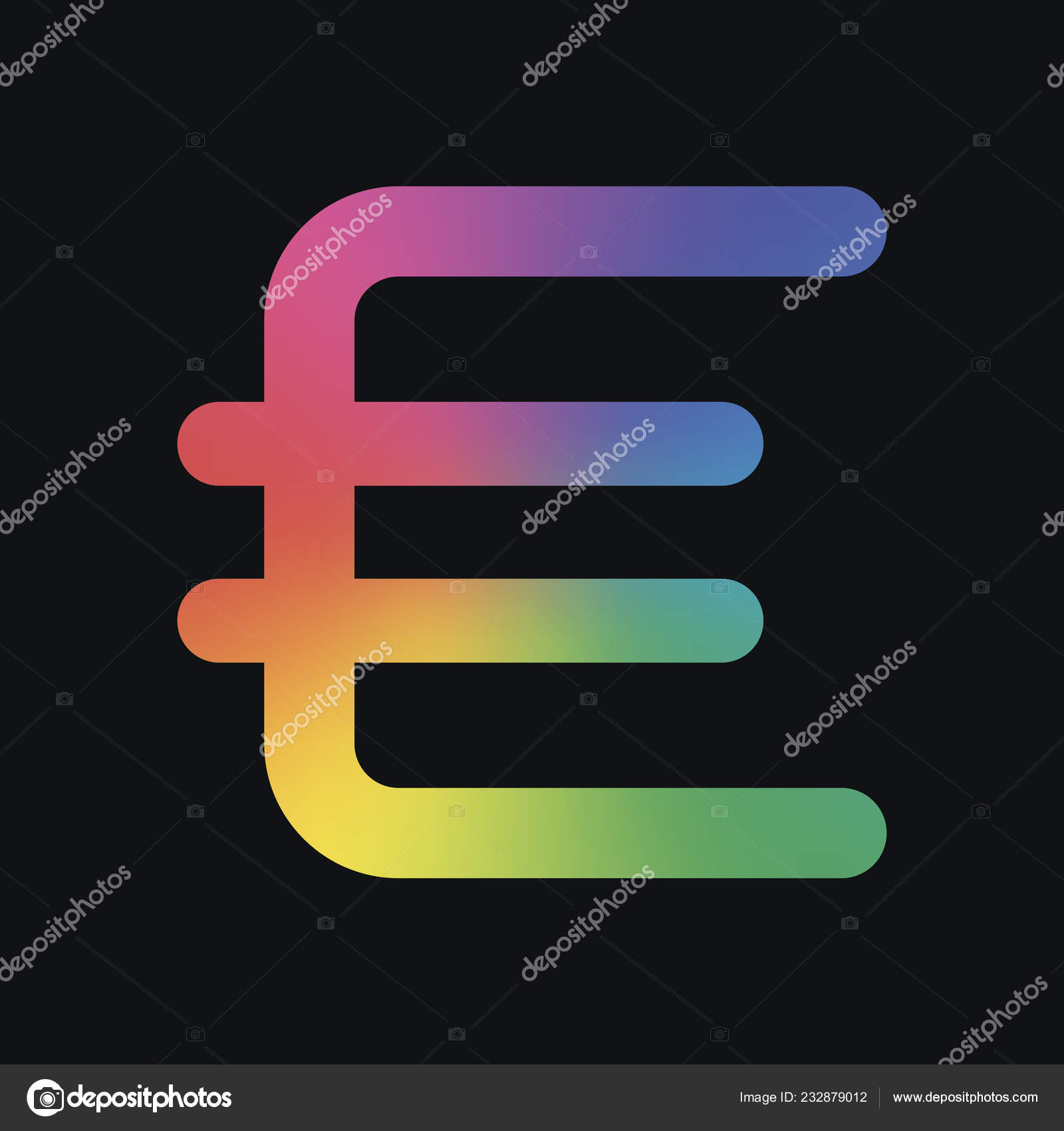 Euro Symbol Simple Icon Rainbow Color Dark Background Stock Vector ...