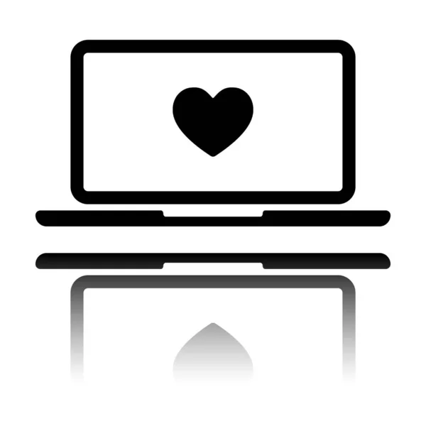 Laptop Notebook Computer Heart Screen Simple Icon Isolated Icon ...