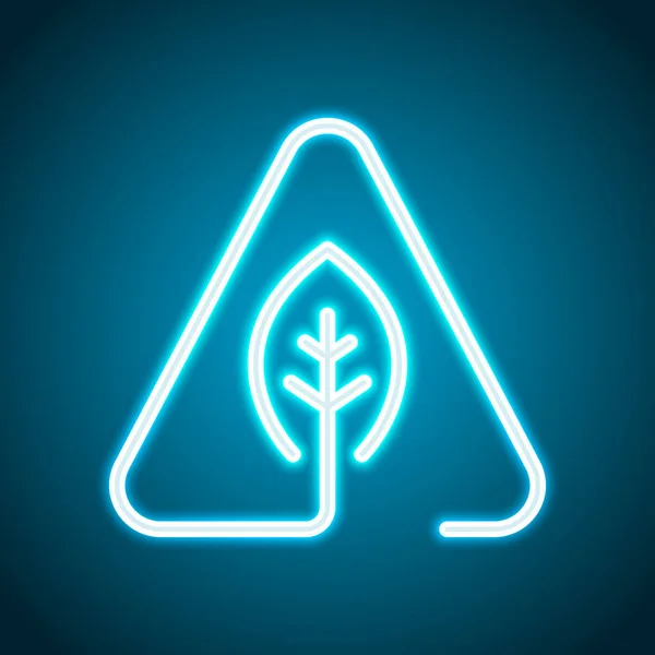Eco Leaf Warning Triangle Problem Ecology Linear Symbol Thin Outline ...