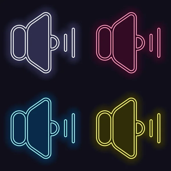 Volume Max Icon Set Neon Sign Casino Style Dark Background Stock Vector ...