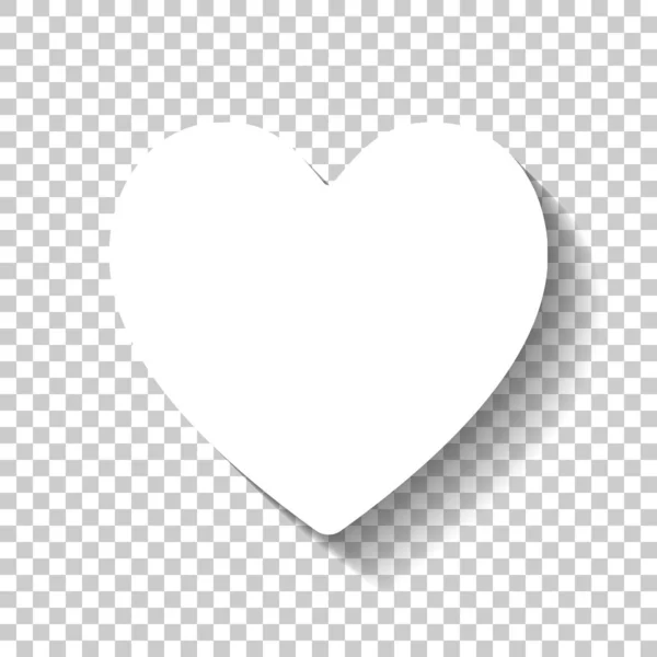 Simple heart icon. White icon with shadow on transparent background ...