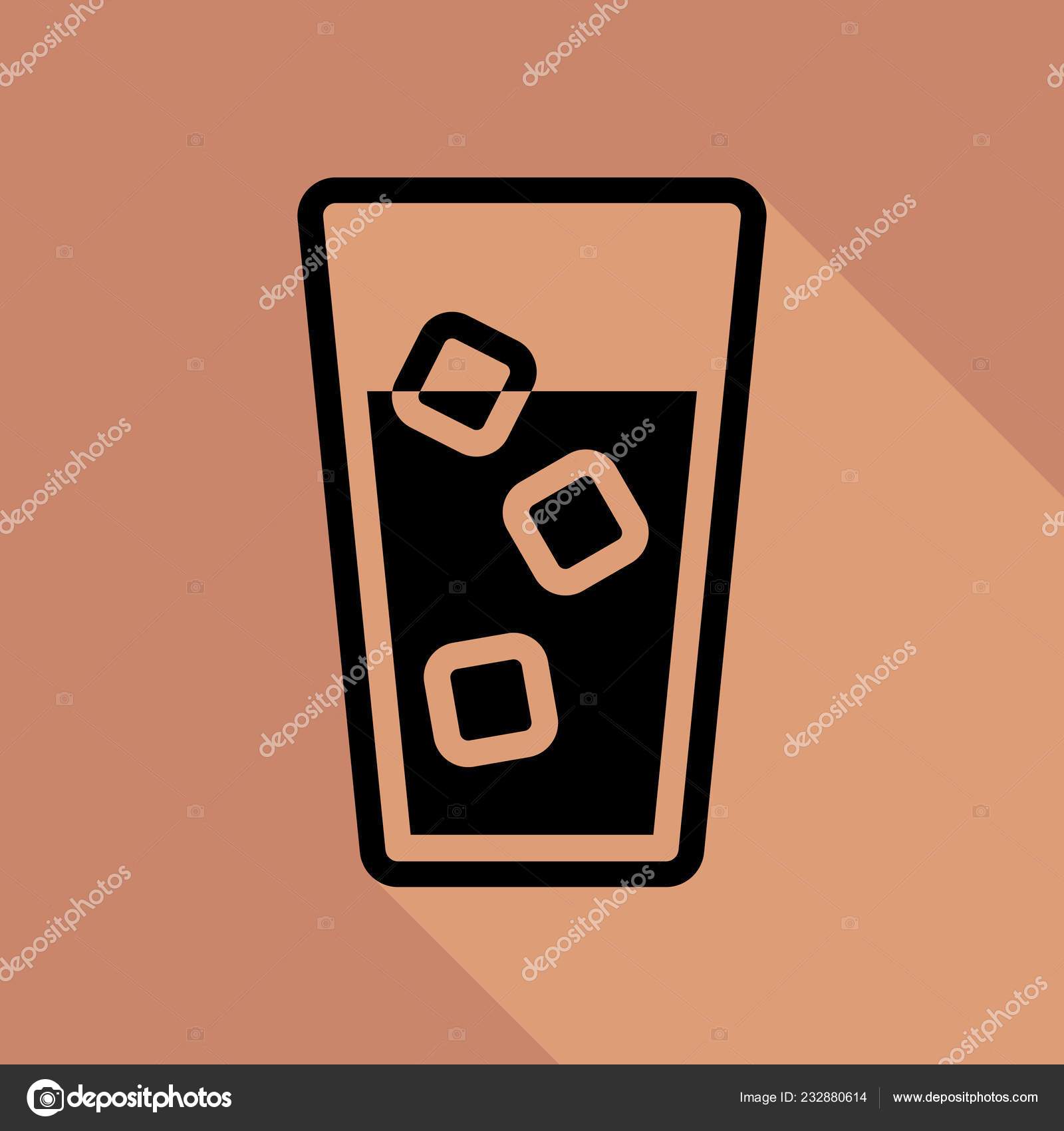 Glass Water Ice Cubes Icon White Flat Icon Long Shadow Stock Vector ...