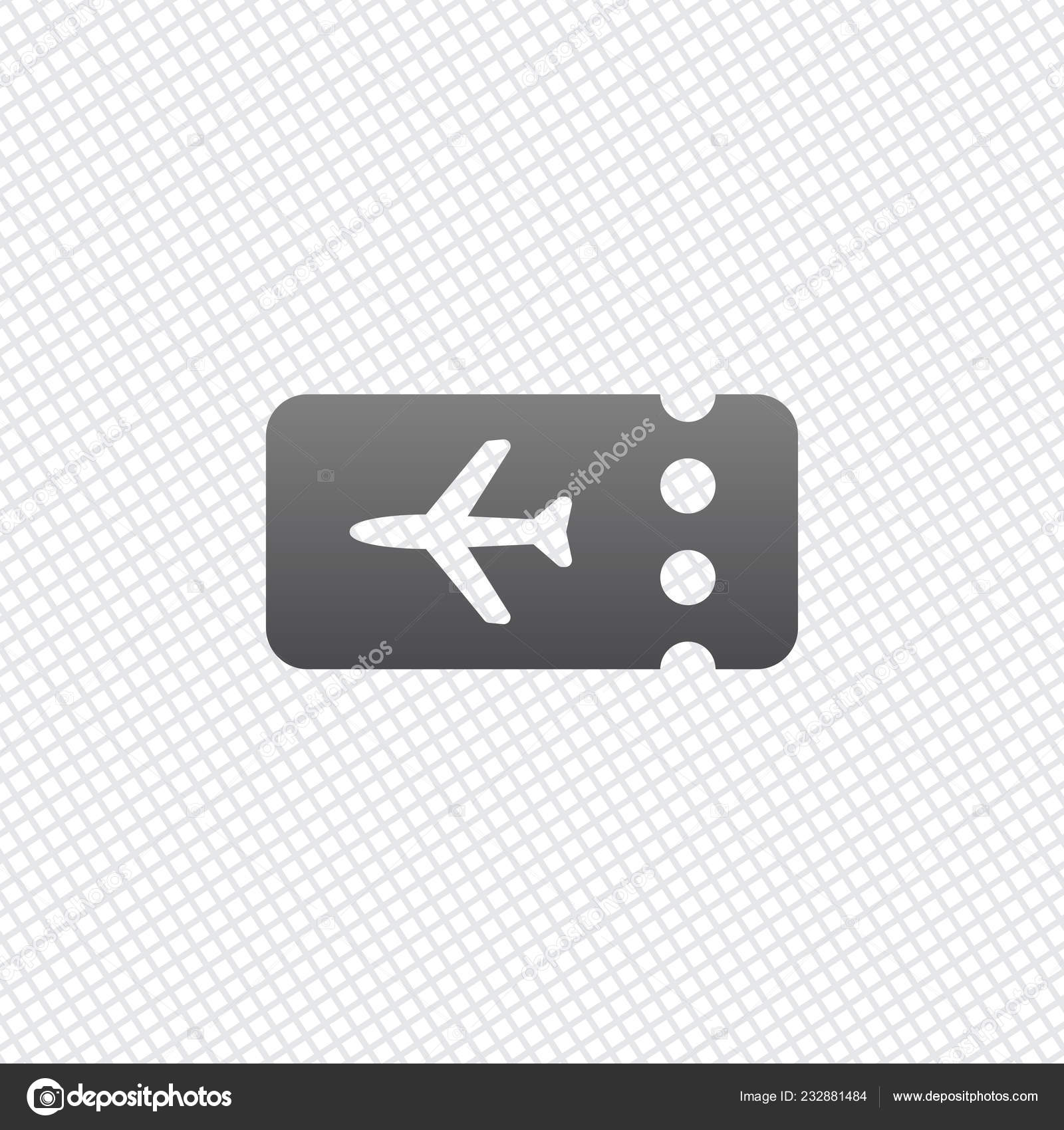 Simple Ticket Plane Icon Blank Card Grid Background Stock Vector Image ...