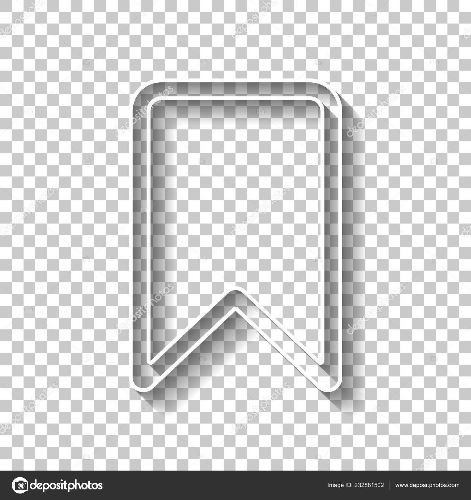 Simple Outline Bookmark White Outline Sign Shadow Transparent ...