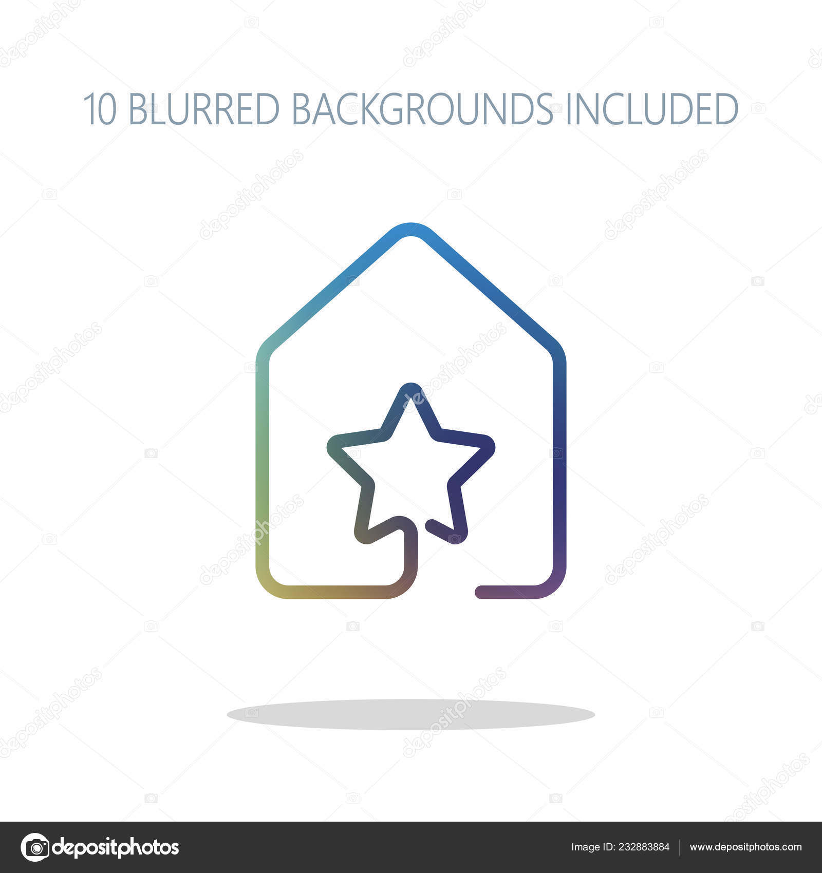 House Star Icon Line Style Colorful Logo Concept Simple Shadow Stock ...