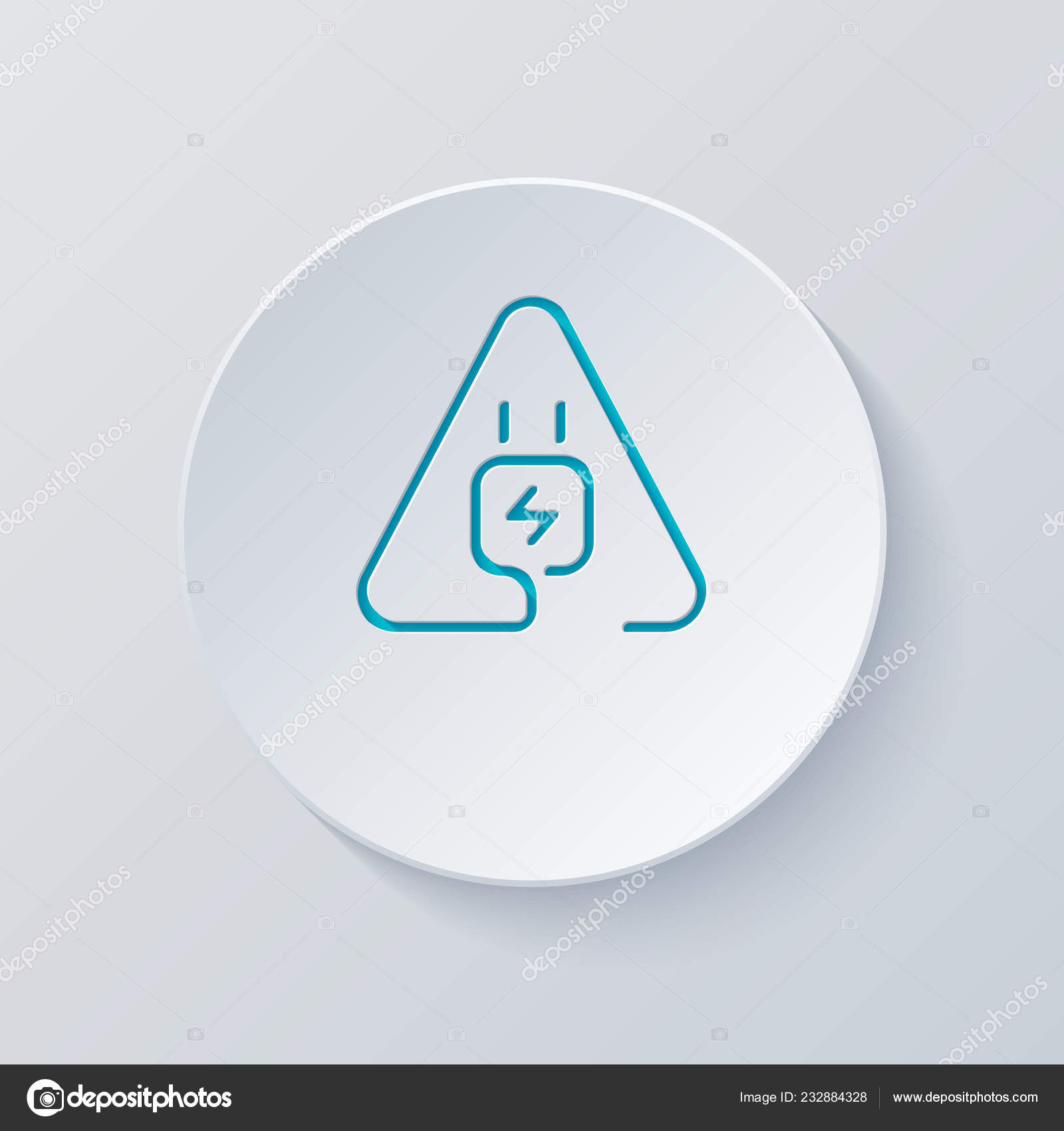 Electric Power Plug Warning Triangle Simple Linear Icon Thin Outline ...