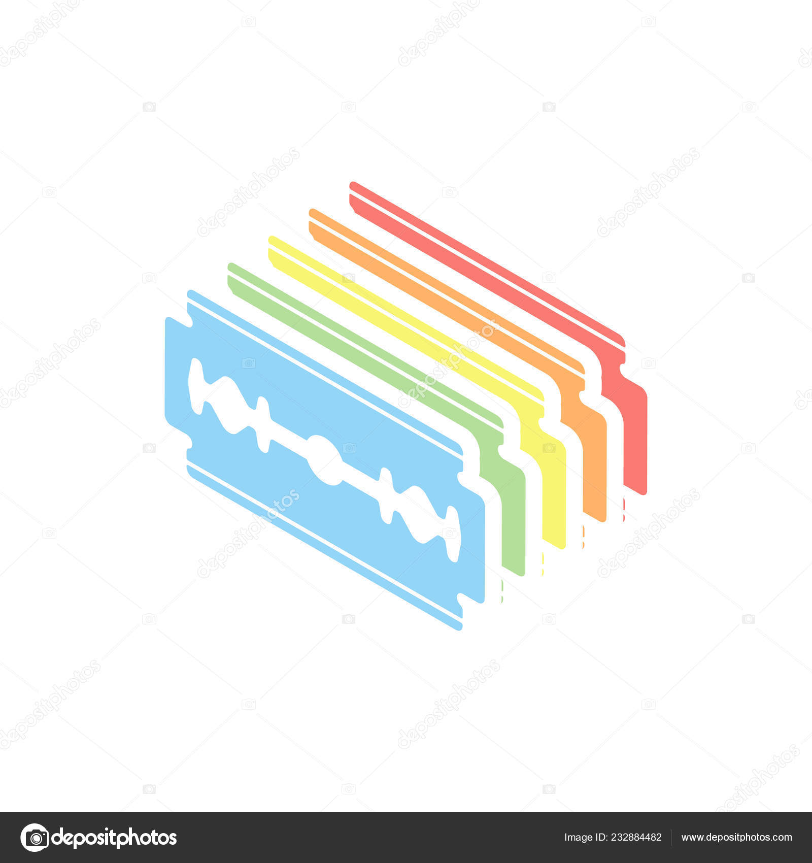 Blade Simple Silhouette Stack Colorful Isometric Icons White Background ...