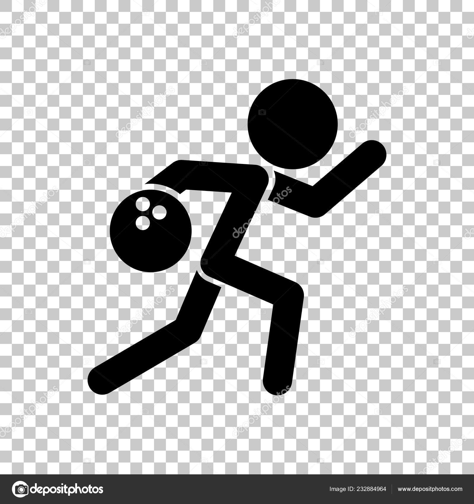 Running Man Bowling Icon Black Symbol Transparent Background Stock ...