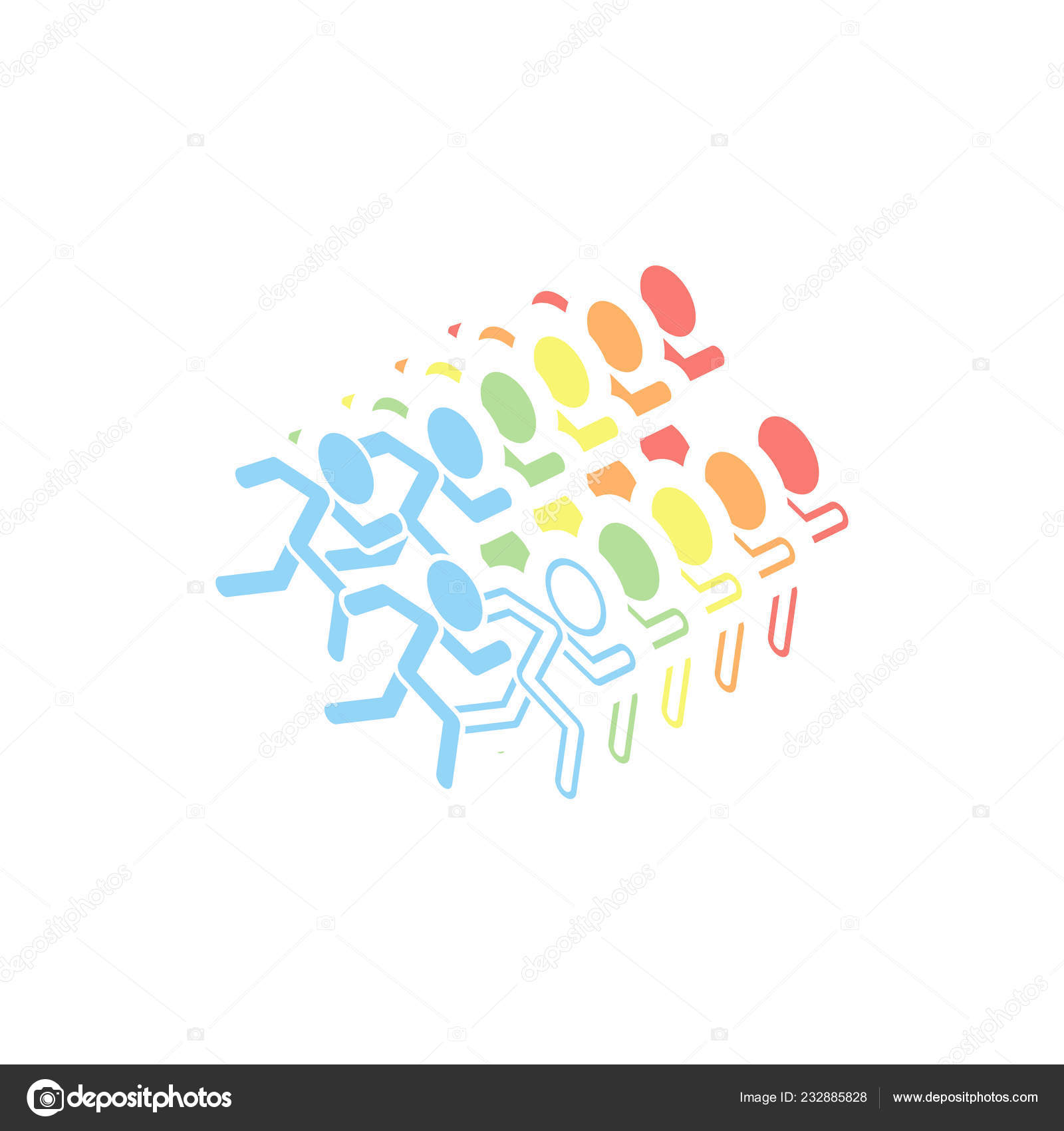 Running People Team Leader Stack Colorful Isometric Icons White ...